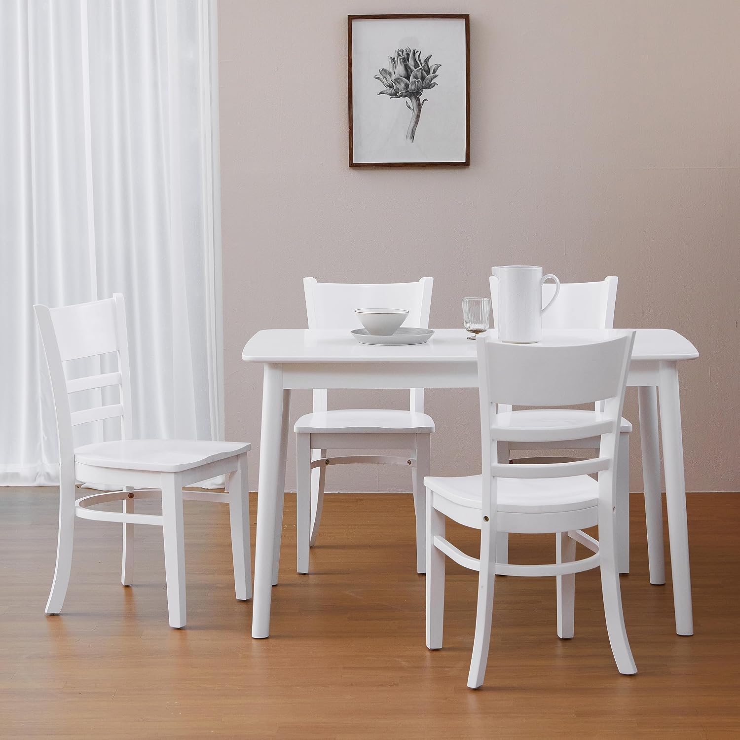 Amazon.com - Livinia 5 Piece 47" Aslan Cabin Wooden Dining Room Table ...