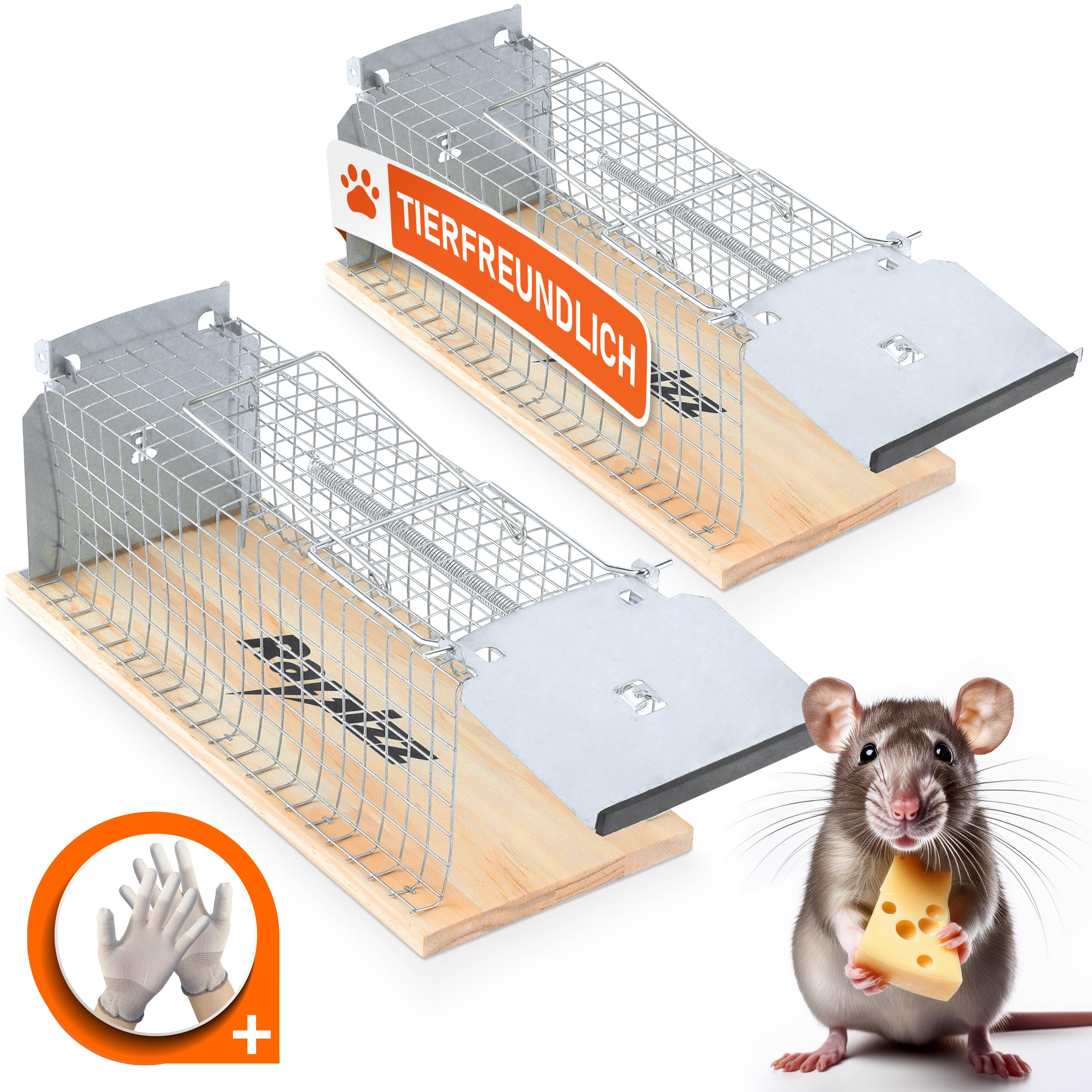 RAPIZZ Rat Trap Live Pack of 2 Large - 30 cm Length Including Safety ...