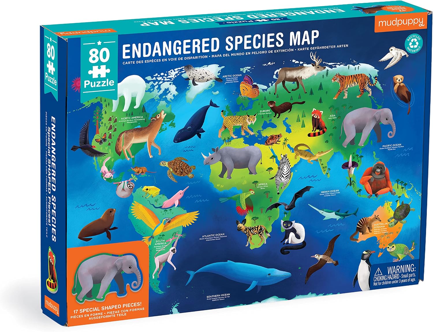 Amazon.com: Endangered Species Around The World 80 Piece Geography ...