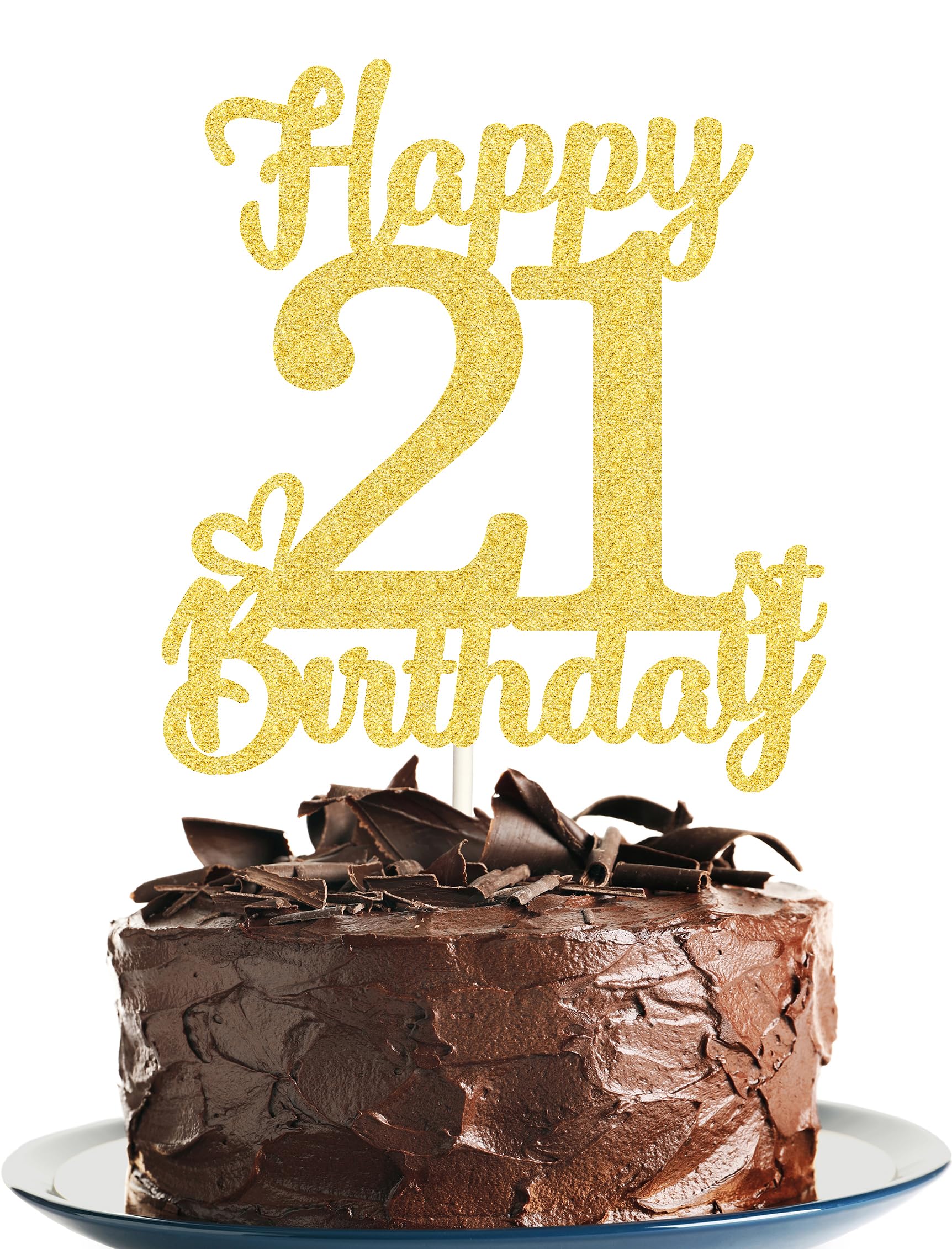 Snapklik.com : 21 Birthday Cake Toppers-Gold Glitter, 21st Cake Topper ...