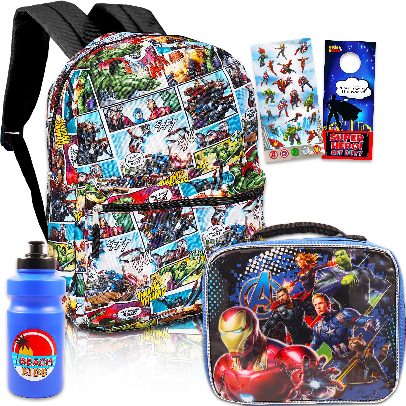 Amazon.com | Avengers Backpack with Lunch Bag Set - Bundle with 16 ...