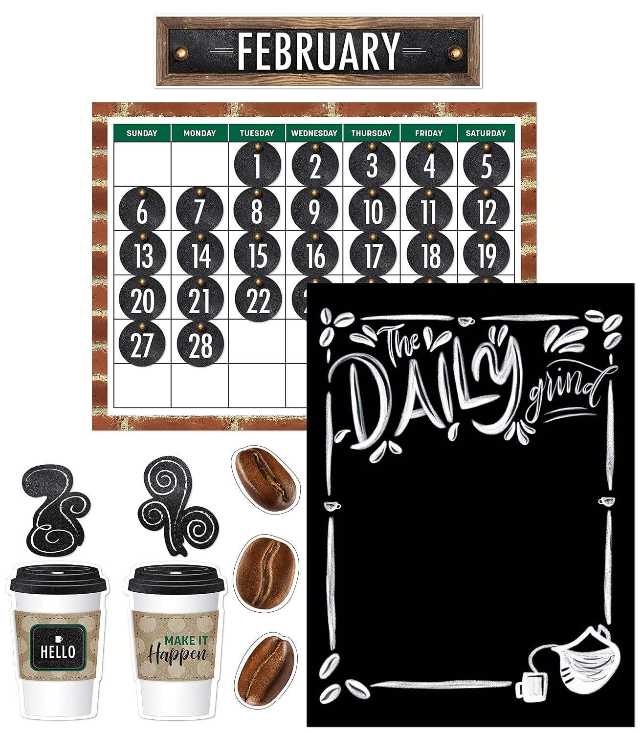 Industrial Cafe Calendar Bulletin Board Set | Amazon.com.br