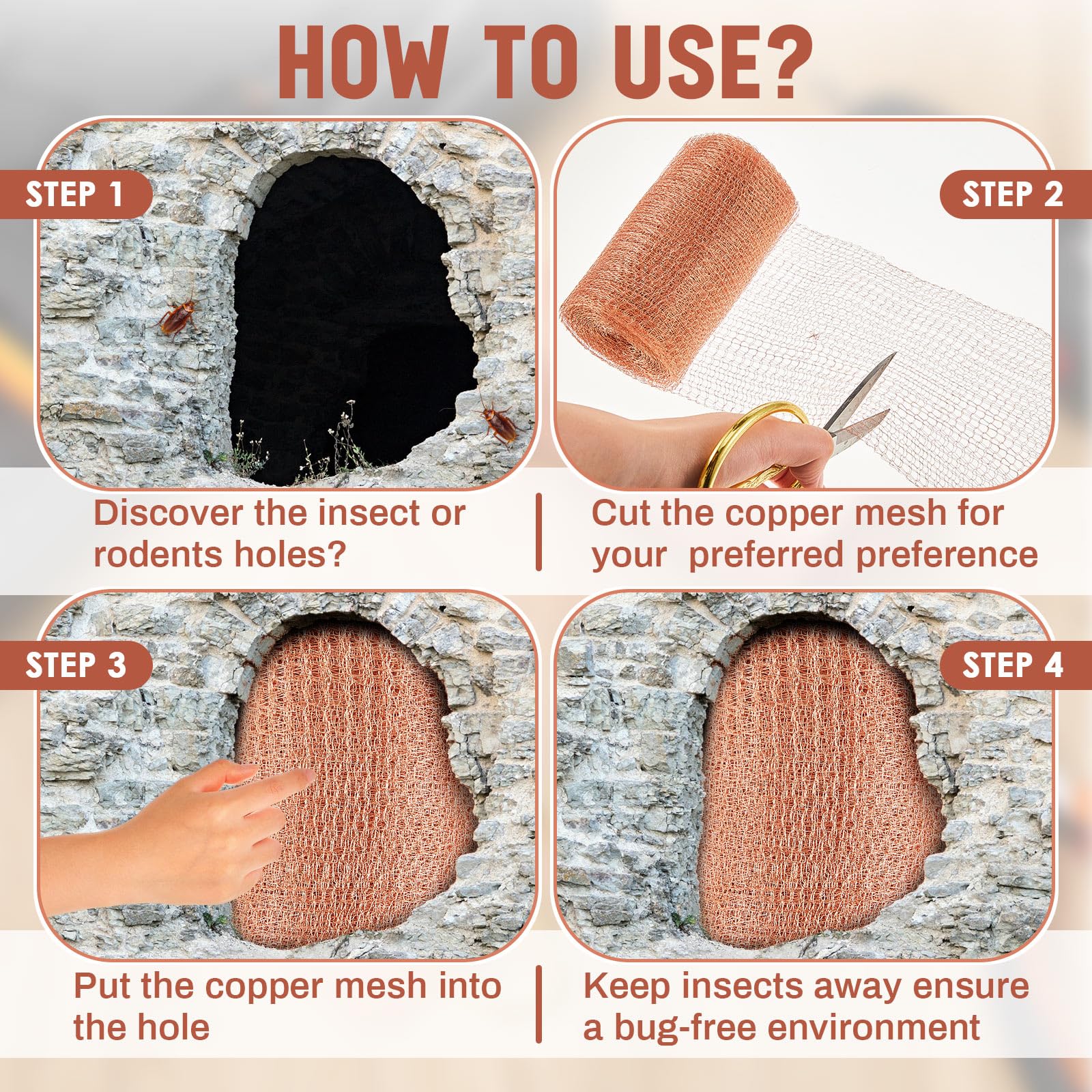 Snapklik.com : 8" X 32 Ft Copper Mesh Rodent Control Copper Wool For ...