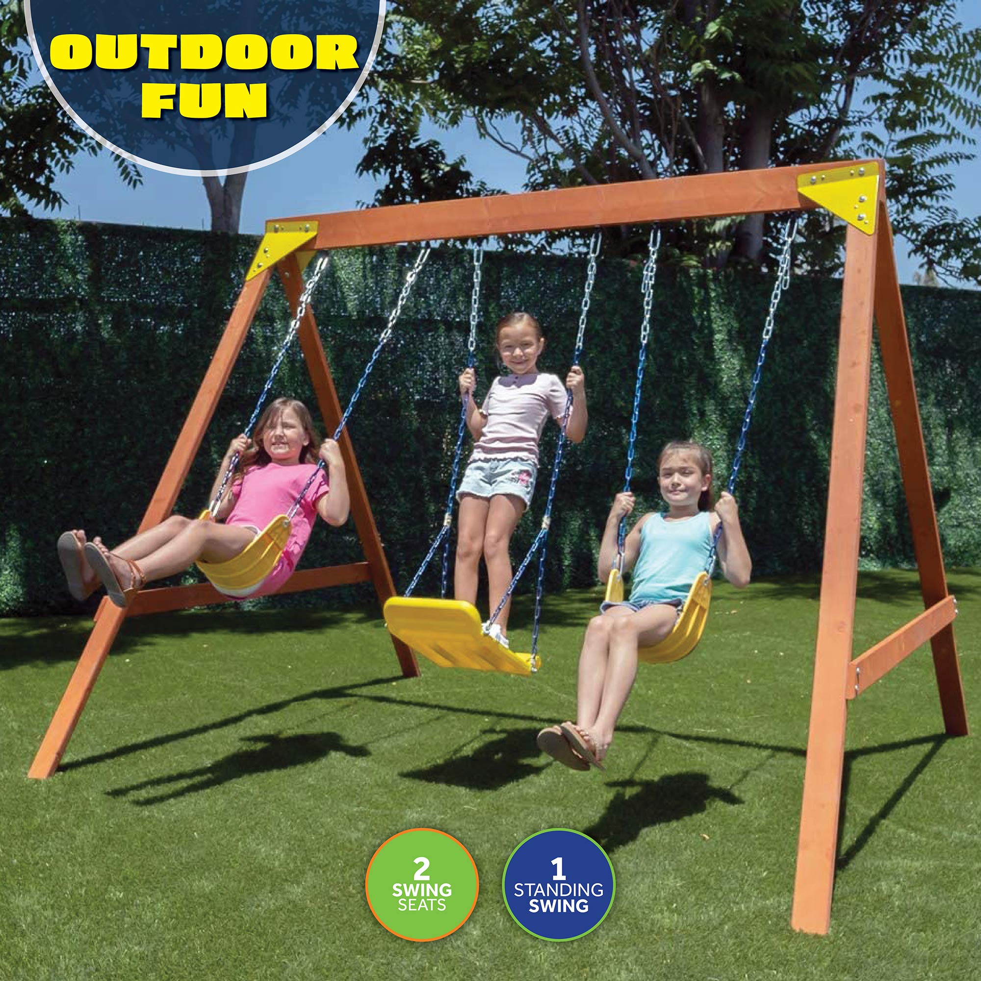 Sportspower Amazon Exclusive Brighton Wood Swing Set with 3 Swings ...