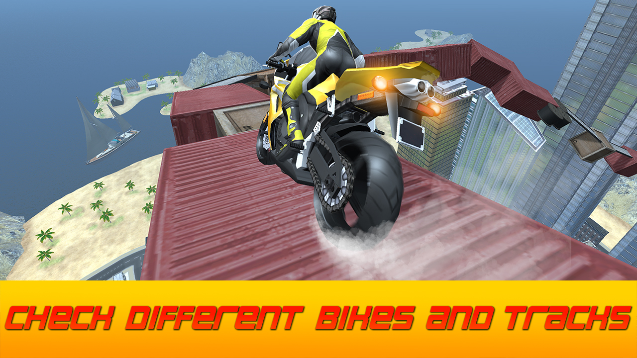 Impossible Motor Bike Sky Tracks Racing 3D: Harsh Conditions Driving ...