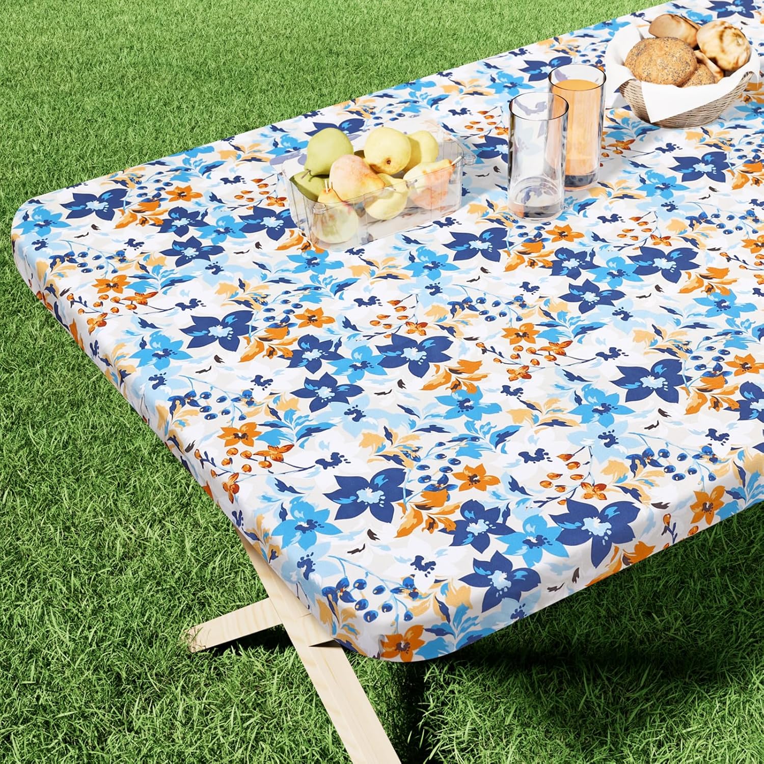 Amazon.com: homing Rectangle Printed Fabric Tablecloth, Elastic Fitted ...