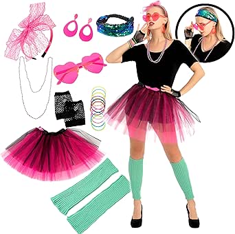 Amazon.com: Spooktacular Creations 9 Pcs 80s Costume Accessories Set ...