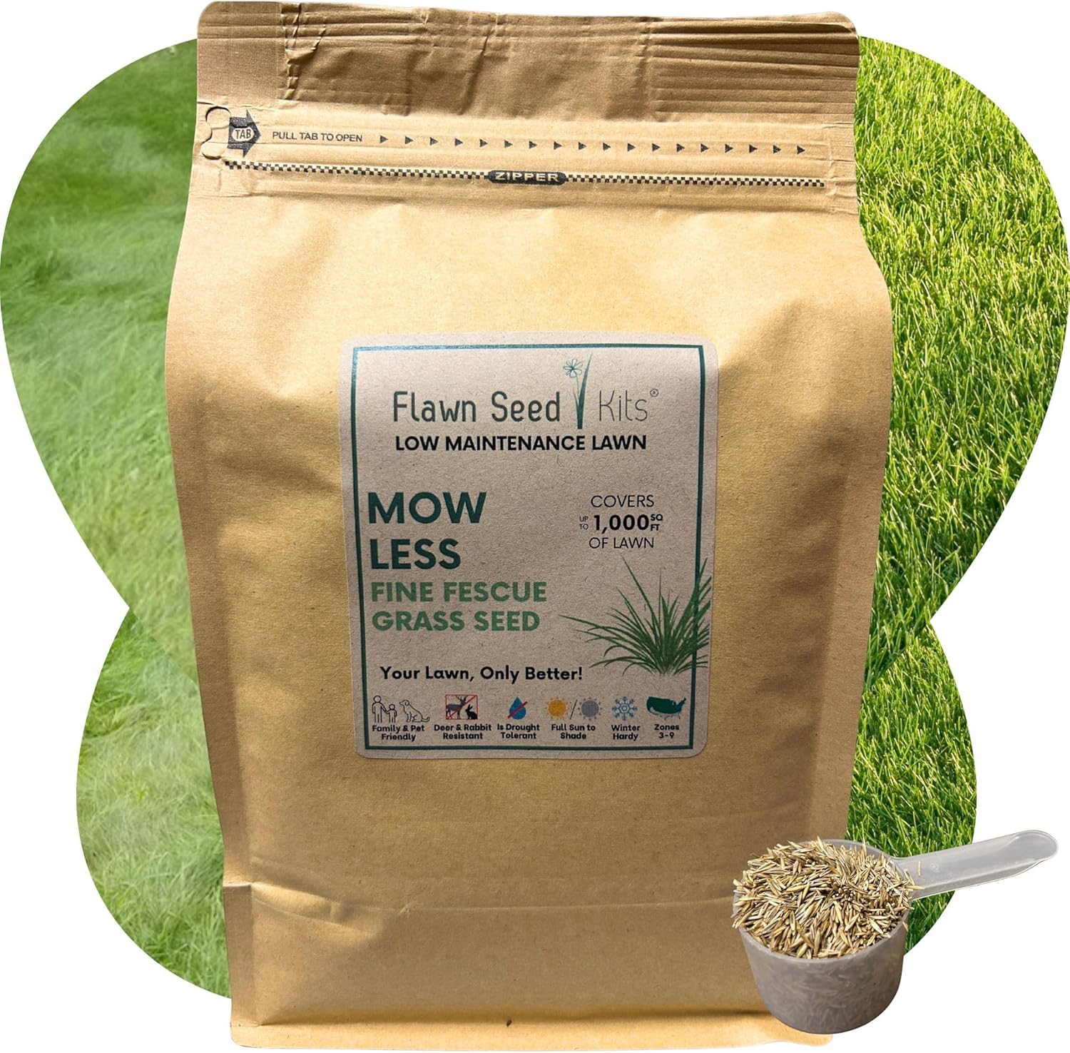 Amazon.com : Flawn Seed Kits Mow Less Grass Seed, Low Maintenance ...