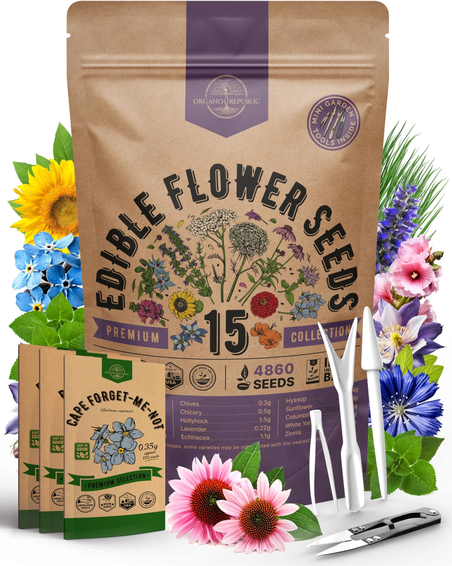 Amazon.com : SUSTAINABLE SPROUT Edible Flower Seeds Variety 7 Pack ...