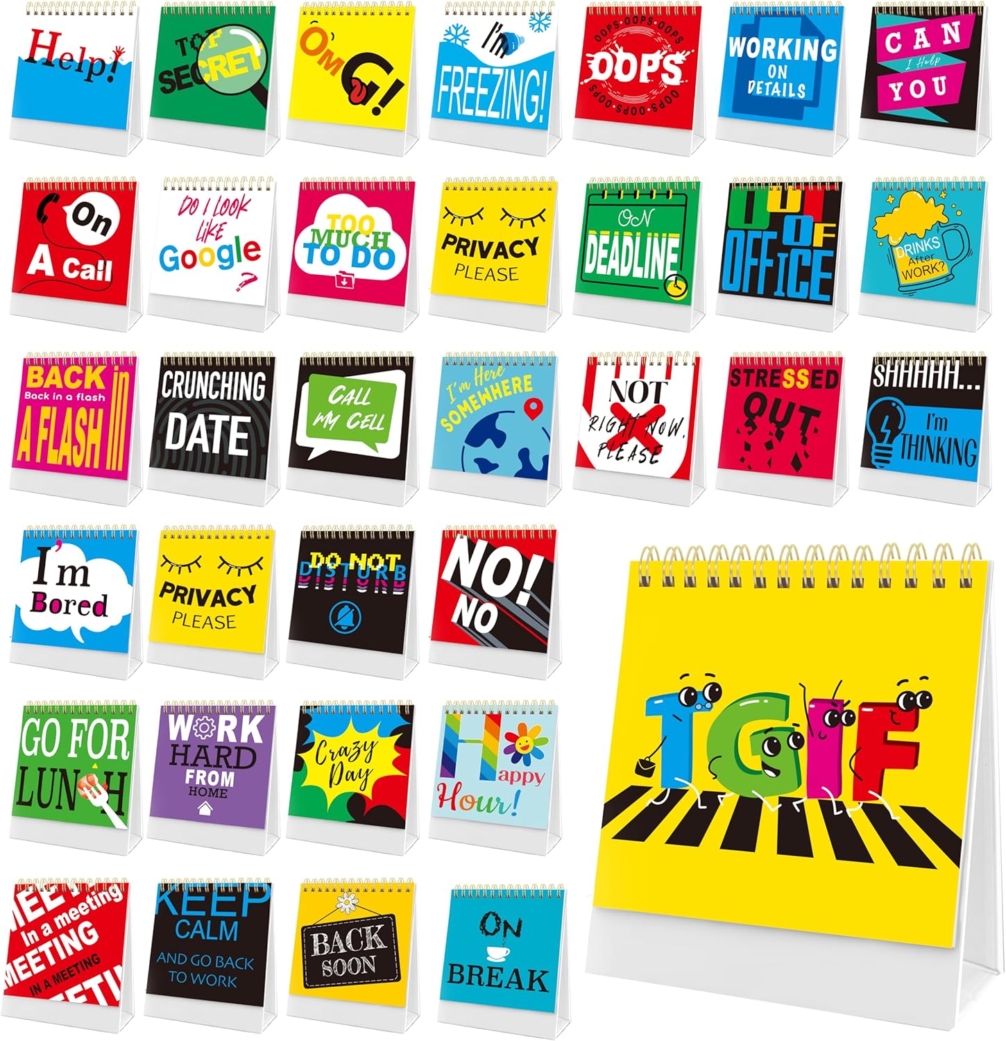 40 Pages Funny Desk Sign, Desktop Flip Book 34 Different Fun and Flip ...