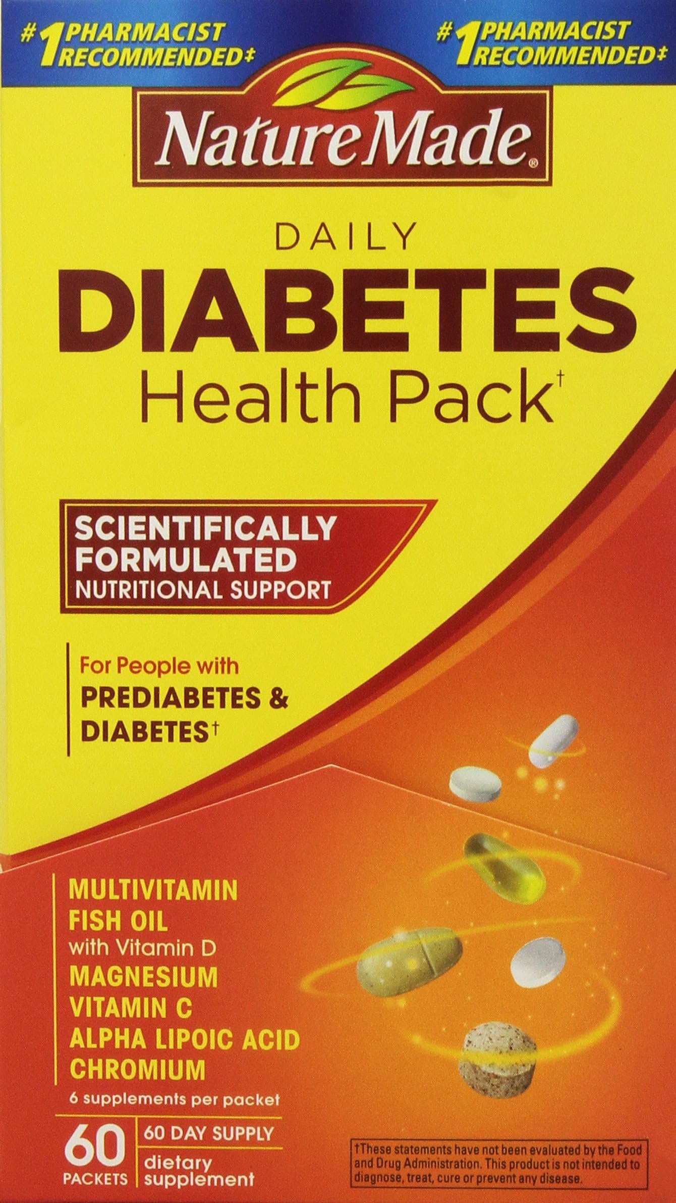 Amazon.com: Nature Made Diabetes Health Pack, 60 Packets : Health ...