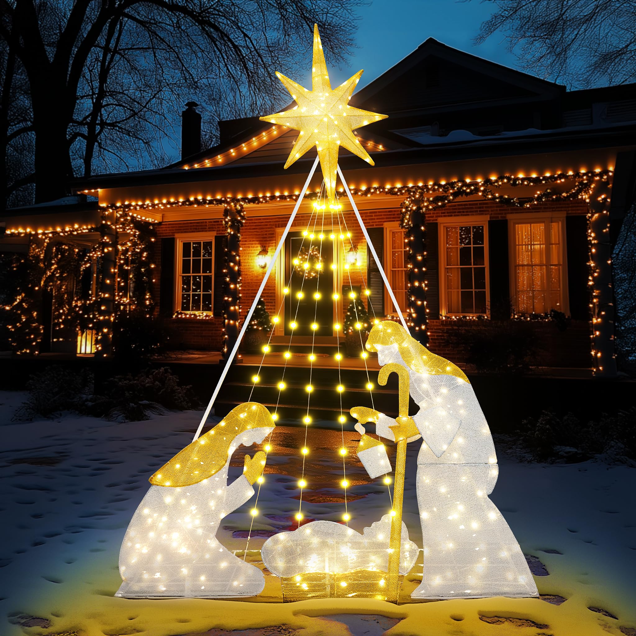 Amazon.com: Recaceik Lighted Christmas Nativity Set Outdoor, 6Ft Holy ...