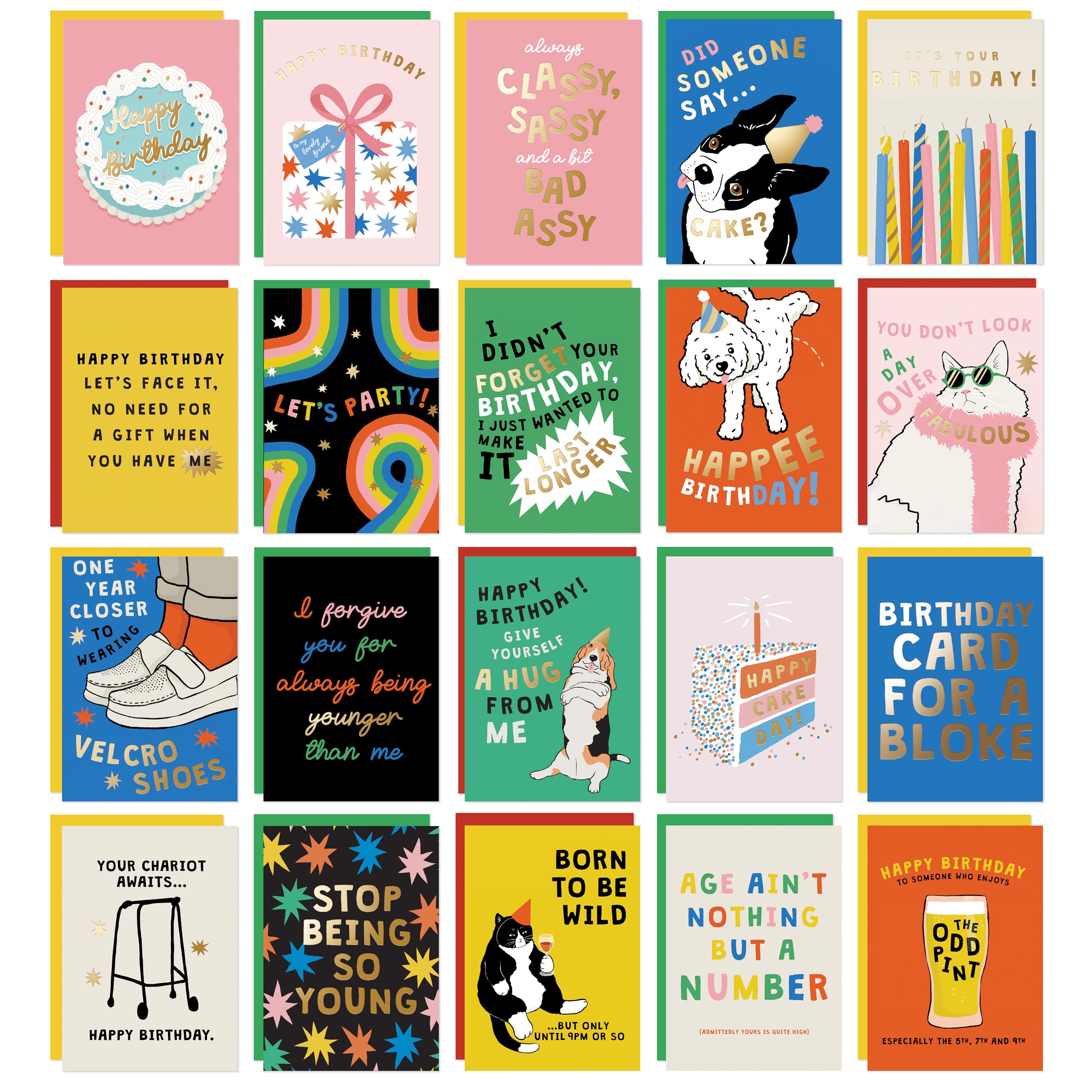 Central 23 Assorted Birthday Cards With Envelopes And Stickers - Pack ...