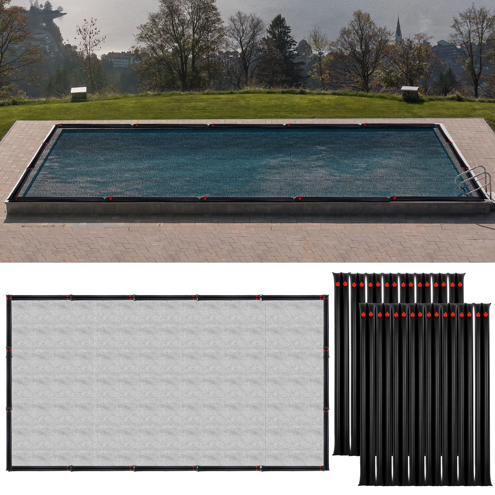 Amazon.com : PullCrease 20 x 40 ft Pool Leaf Net Cover Thicken ...