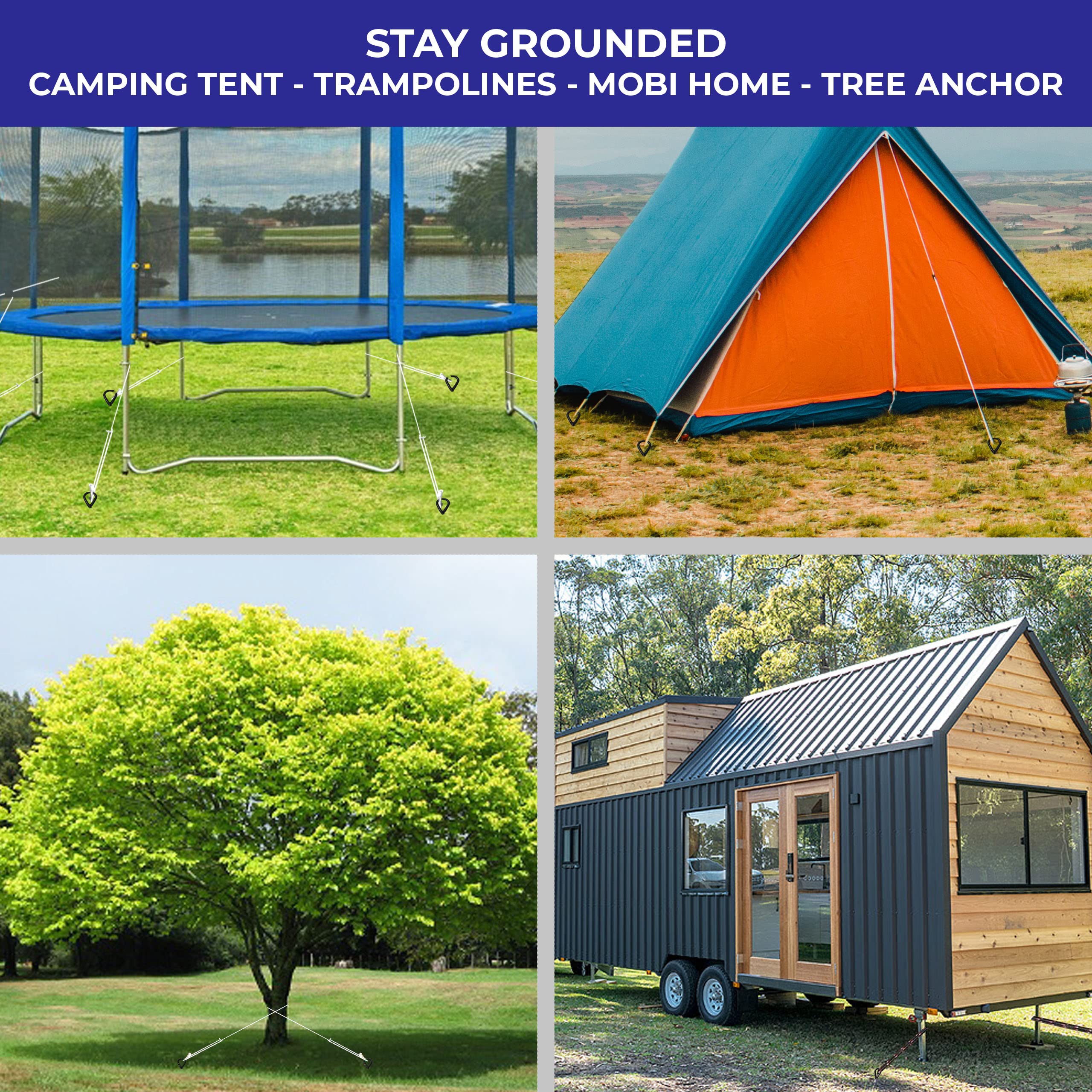 VASGOR 40” Ground Anchors (4pcs), 4 inches Wide Helix, 1/2" Rebar Shaft ...