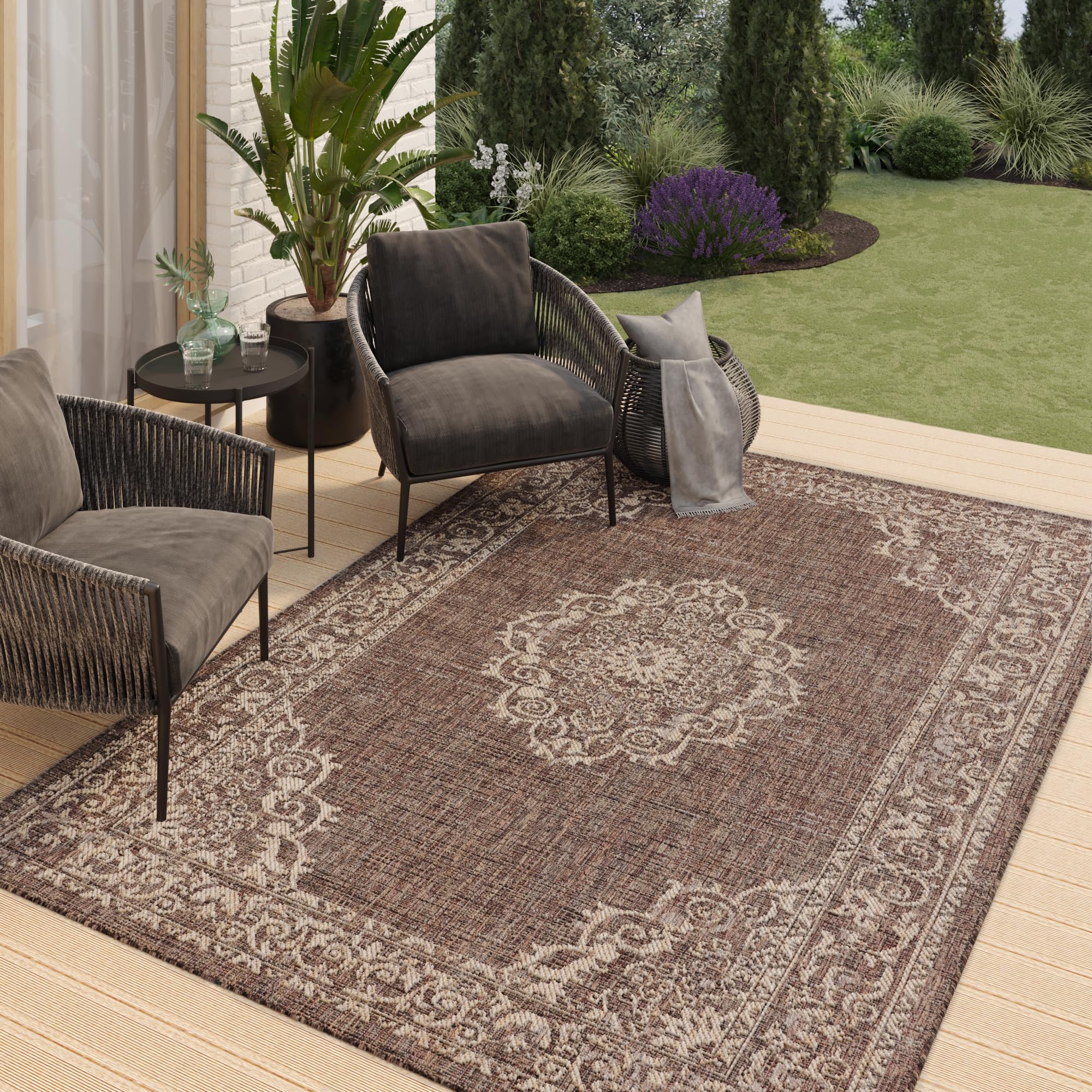 Amazon.com: TAPISO Melissa Area Rug 4x6 ft - Indoor Outdoor, Vintage ...