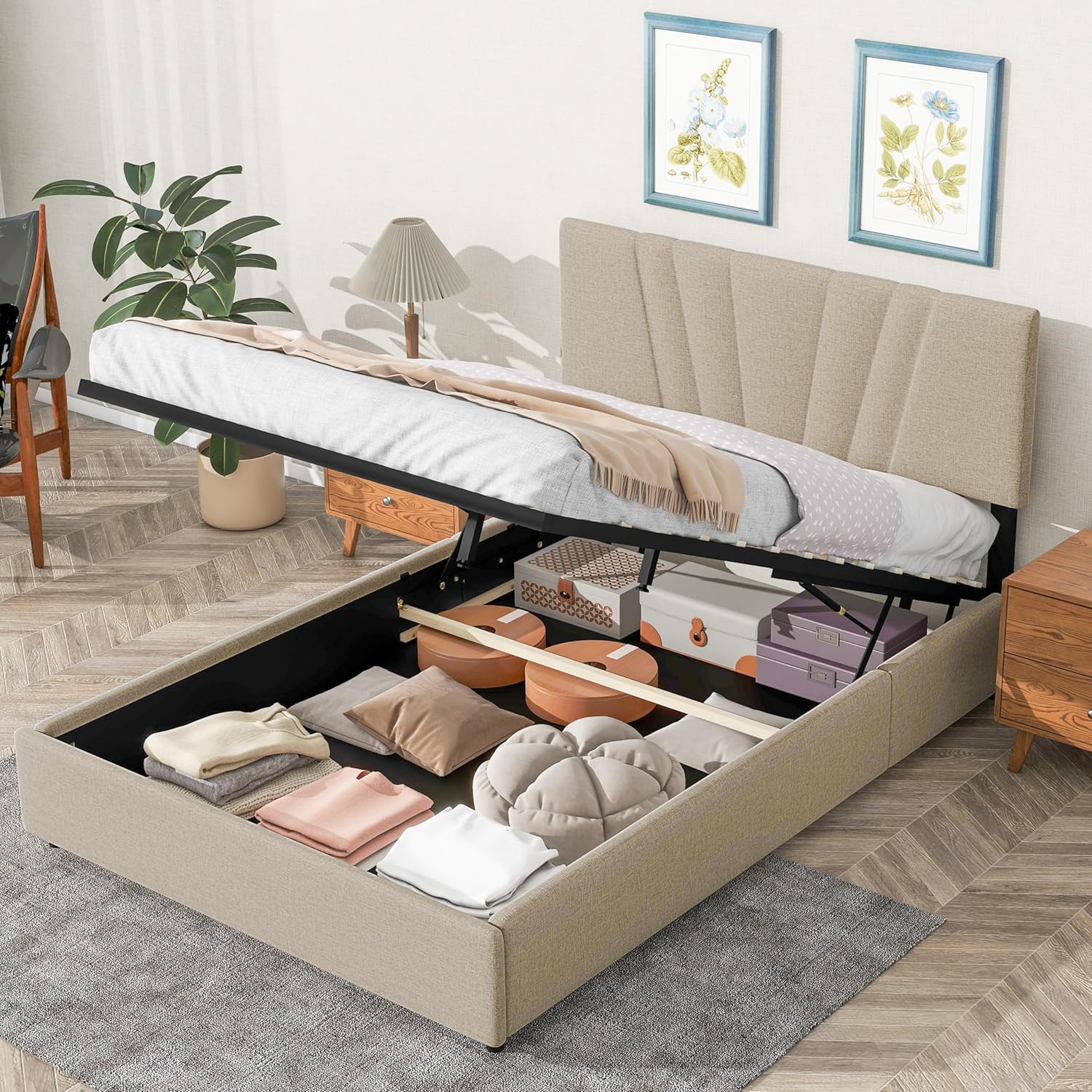 Amazon.com: Full Size Upholstered Bed Frame with Lift up Storage,Full ...