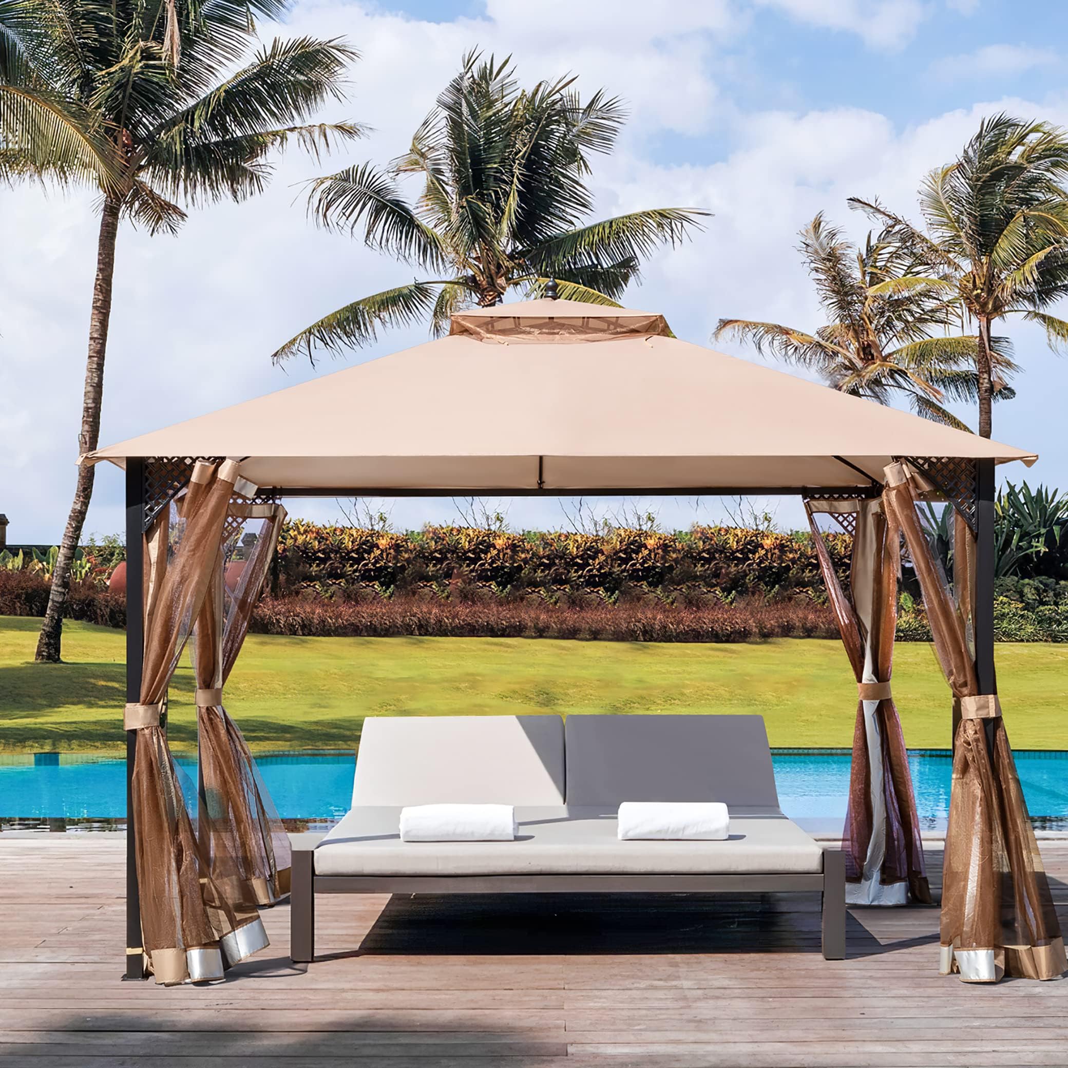 Amazon.com : DNYKER Patio Gazebo 10x12, Outdoor Canopy Tent with ...