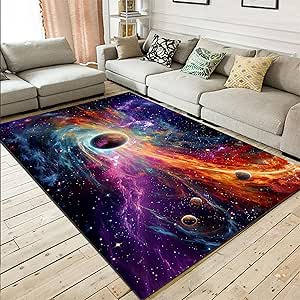 Amazon.com: Galaxy Area Rug 3x5ft Red Purple Blue Starry Planet ...