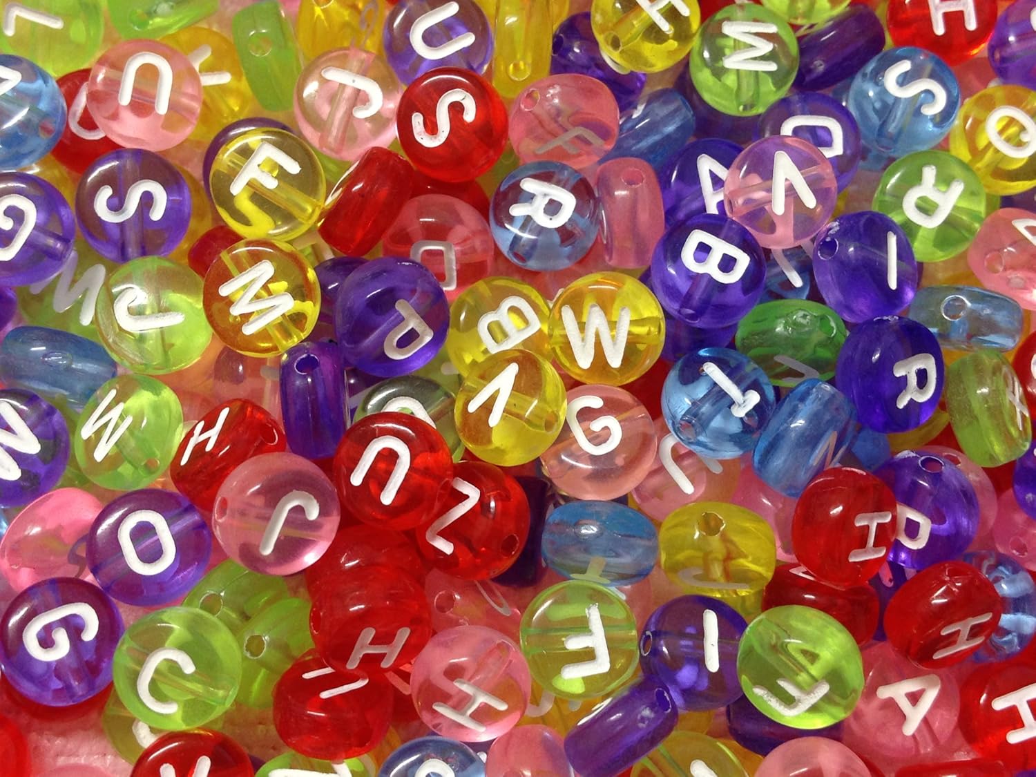 100pc 7mm Assorted Color Capital Alphabet Letter Beads Acrylic Beads ...