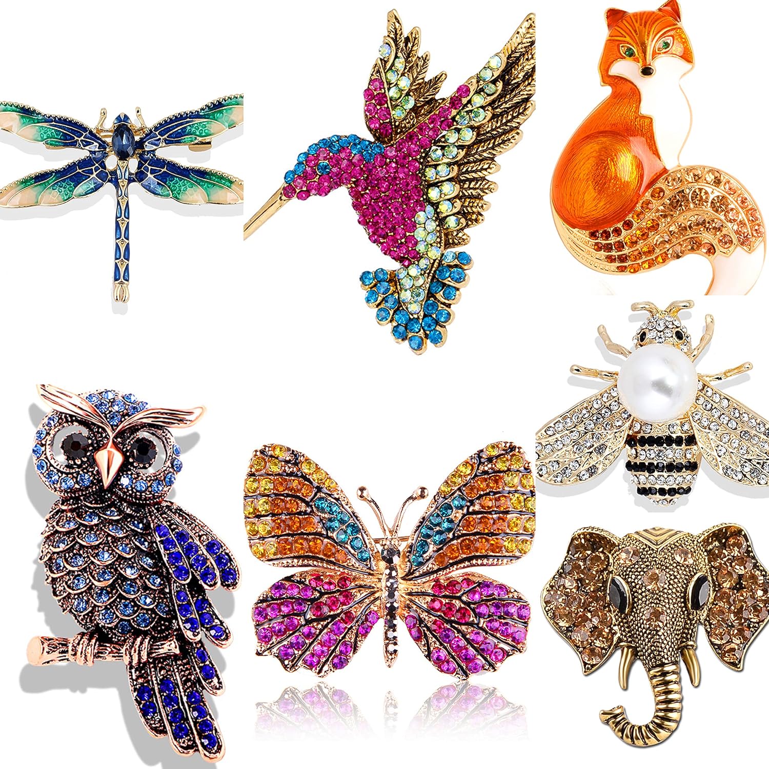 Amazon.com: 7 pieces brooch pin for women fashion set crystal ...