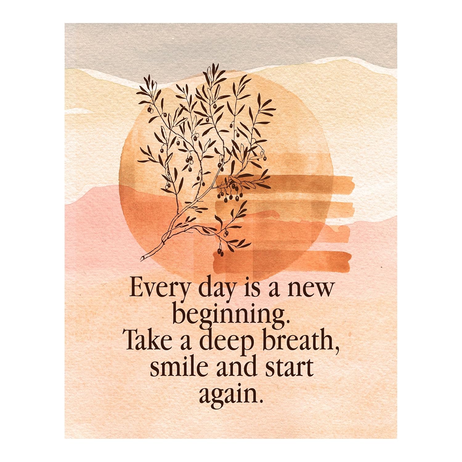 Amazon.com: Every Day is a New Beginning - Inspirational Wall Art Print ...