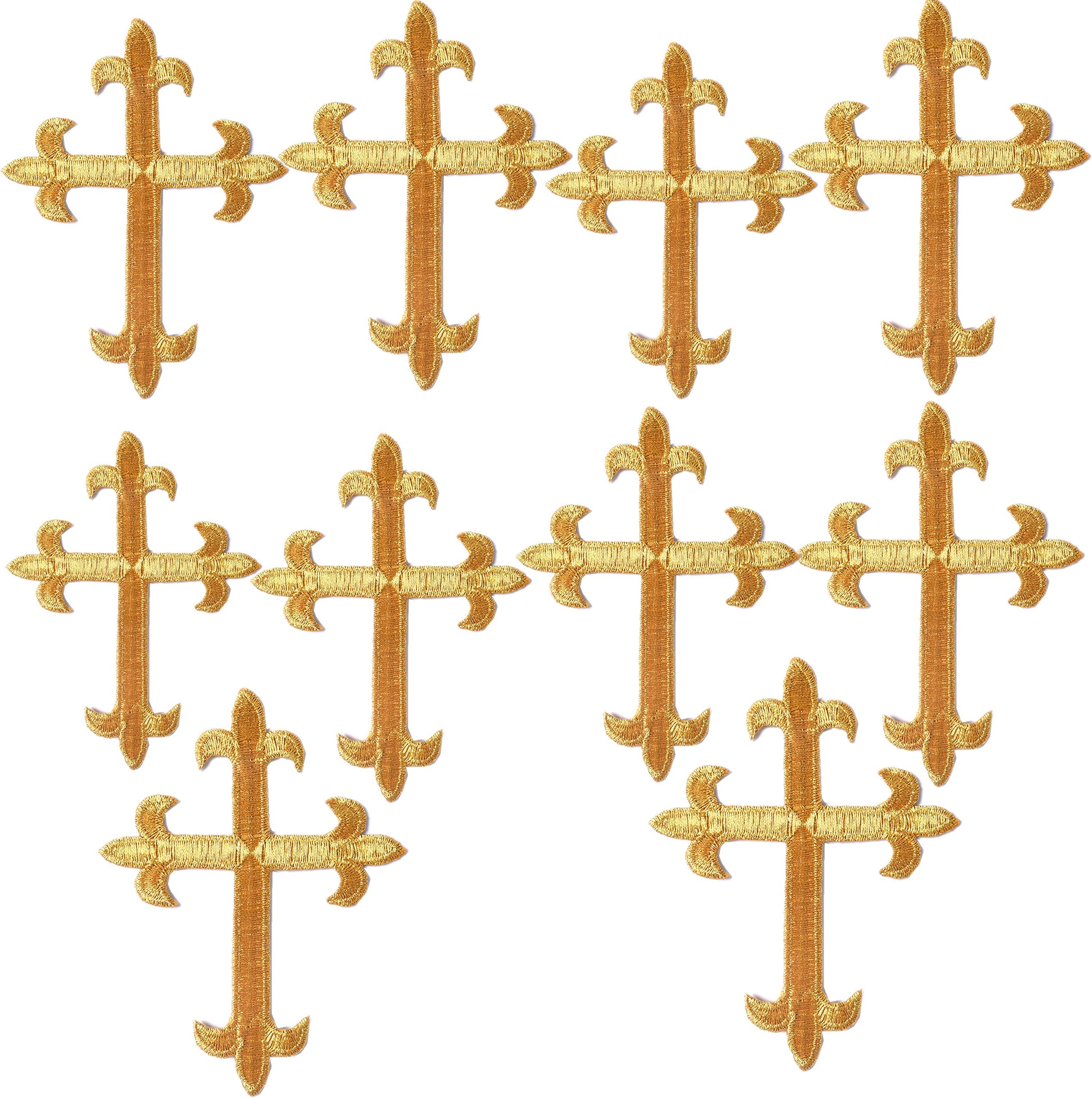 Amazon.com: Medium Cross Iron on Applique Patch, Gold Religious Jesus ...