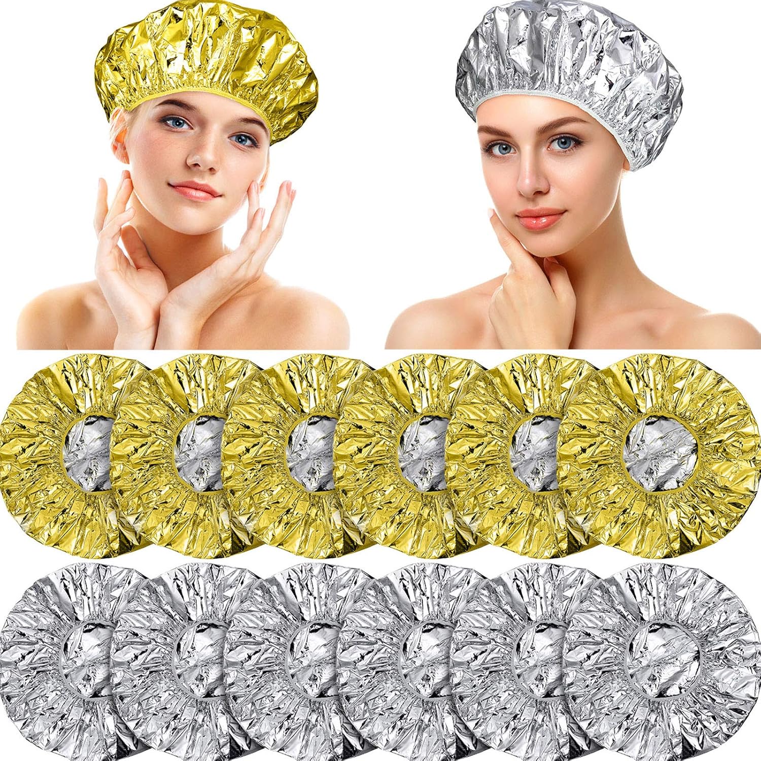 Amazon.com : 12 Pieces Deep Conditioning Caps Aluminum Foil Reusable ...