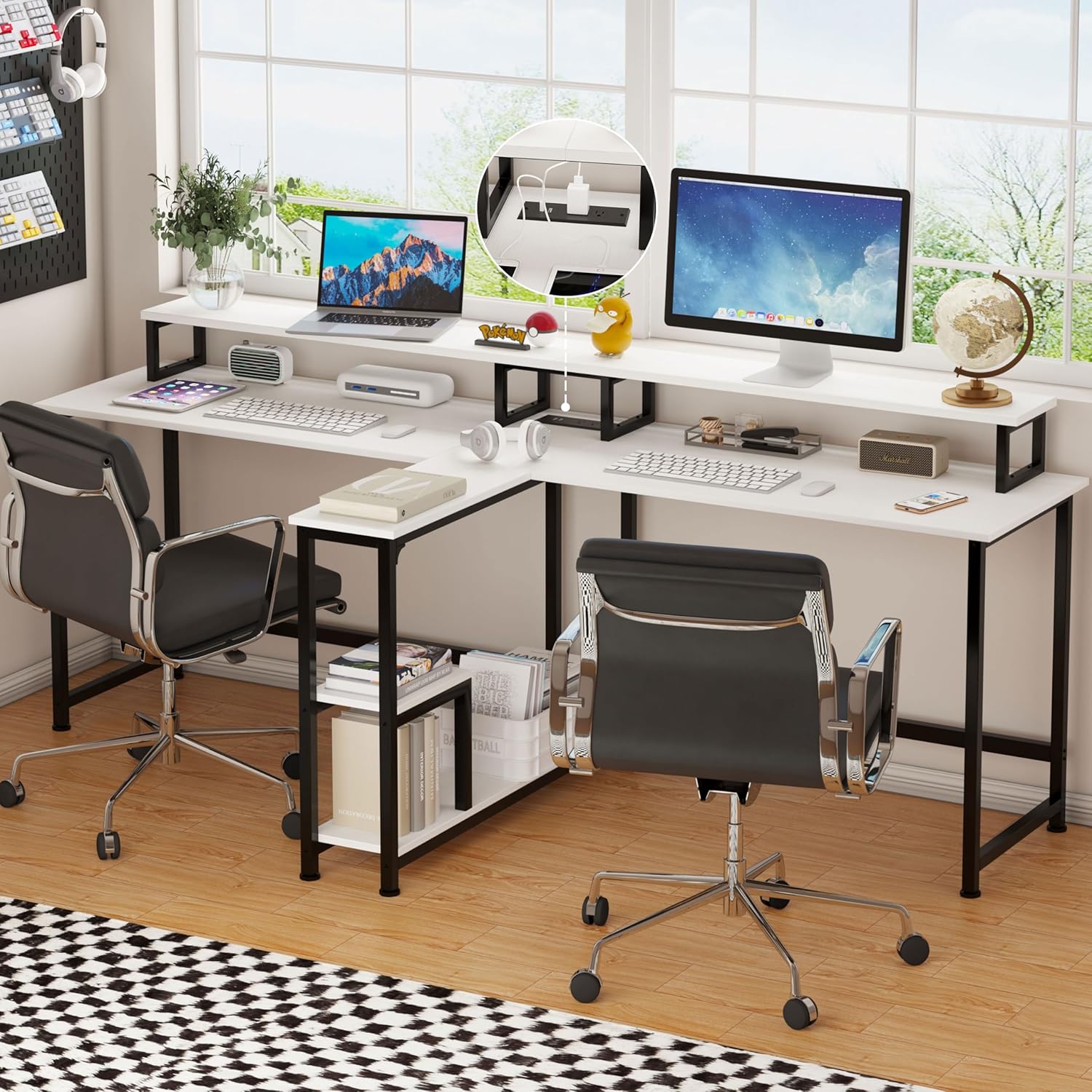 Amazon.com: MUTUN Two Person Desk, 83.7 Inch Computer Office Double ...