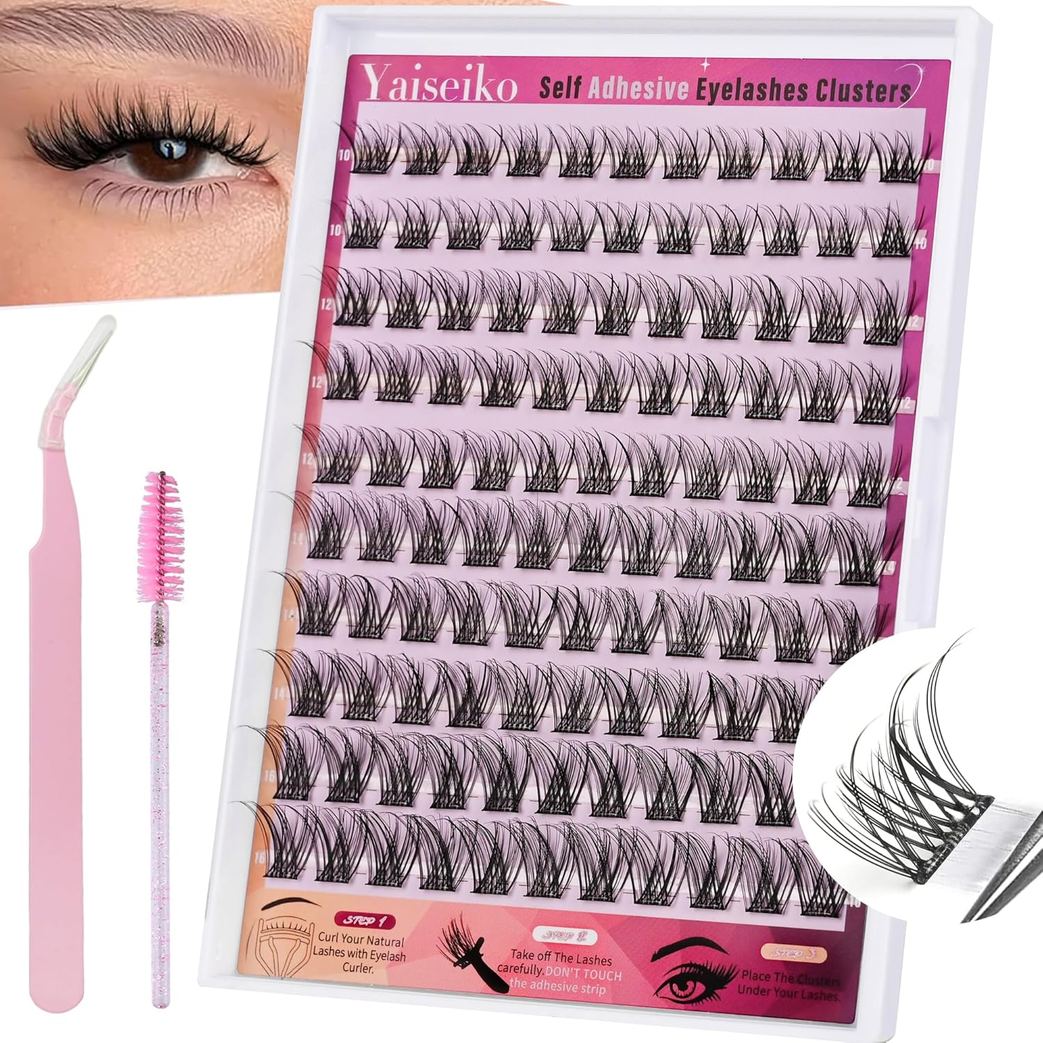 Amazon.com: Self Adhesive Eyelashes Clusters Kit Lash Clusters DIY ...