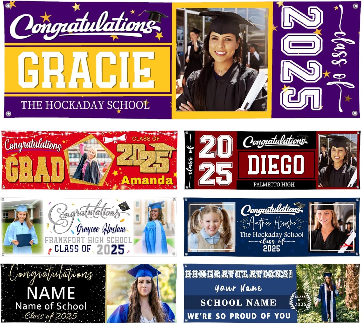 Amazon.com: Personalized Graduation Banner With Photo Name Class Of ...