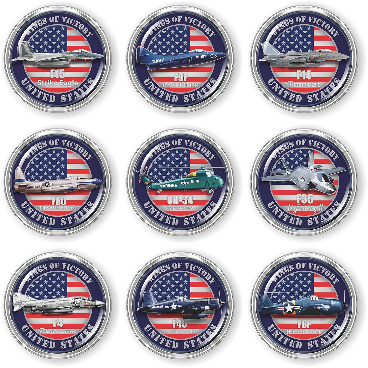 U.S. Air Force veterans Aircraft Collection Wing of Victory (18 round ...