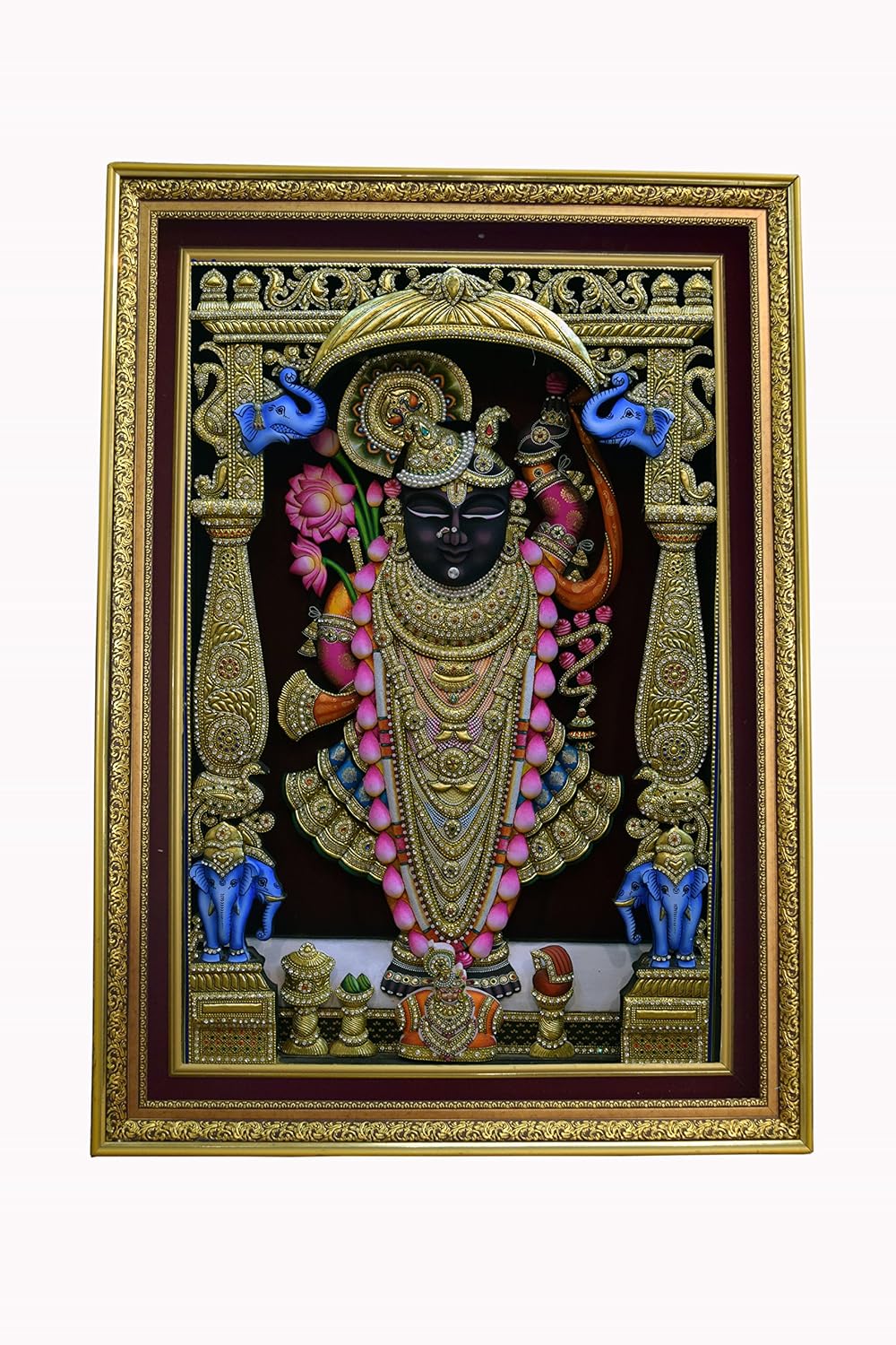 Shreenathji Shrinathji Rajbhog(Hatdi) hand wood painting gold leaf ...