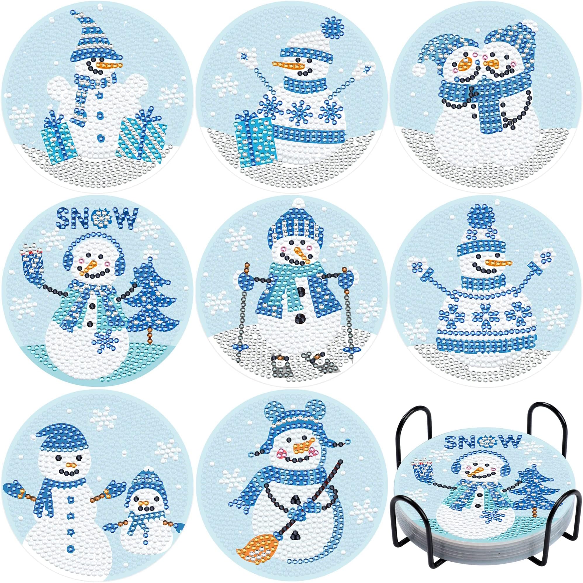 Amazon.com: 8 PCS Snowman Diamond Painting Coasters Let It Snow Diamond ...