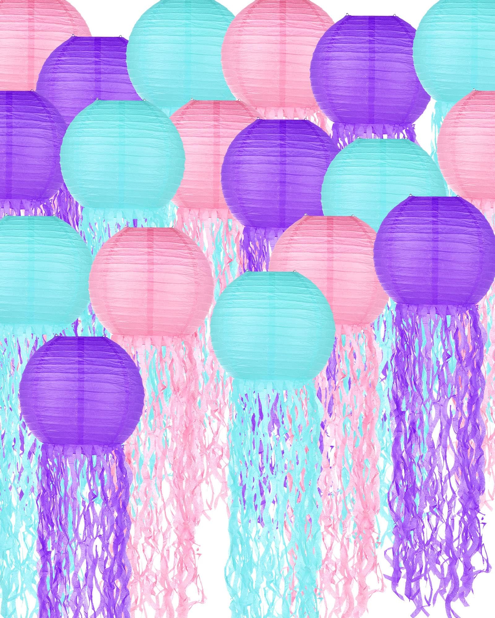 18 Pcs Jellyfish Paper Lanterns Mermaid Birthday Decorations Hanging ...