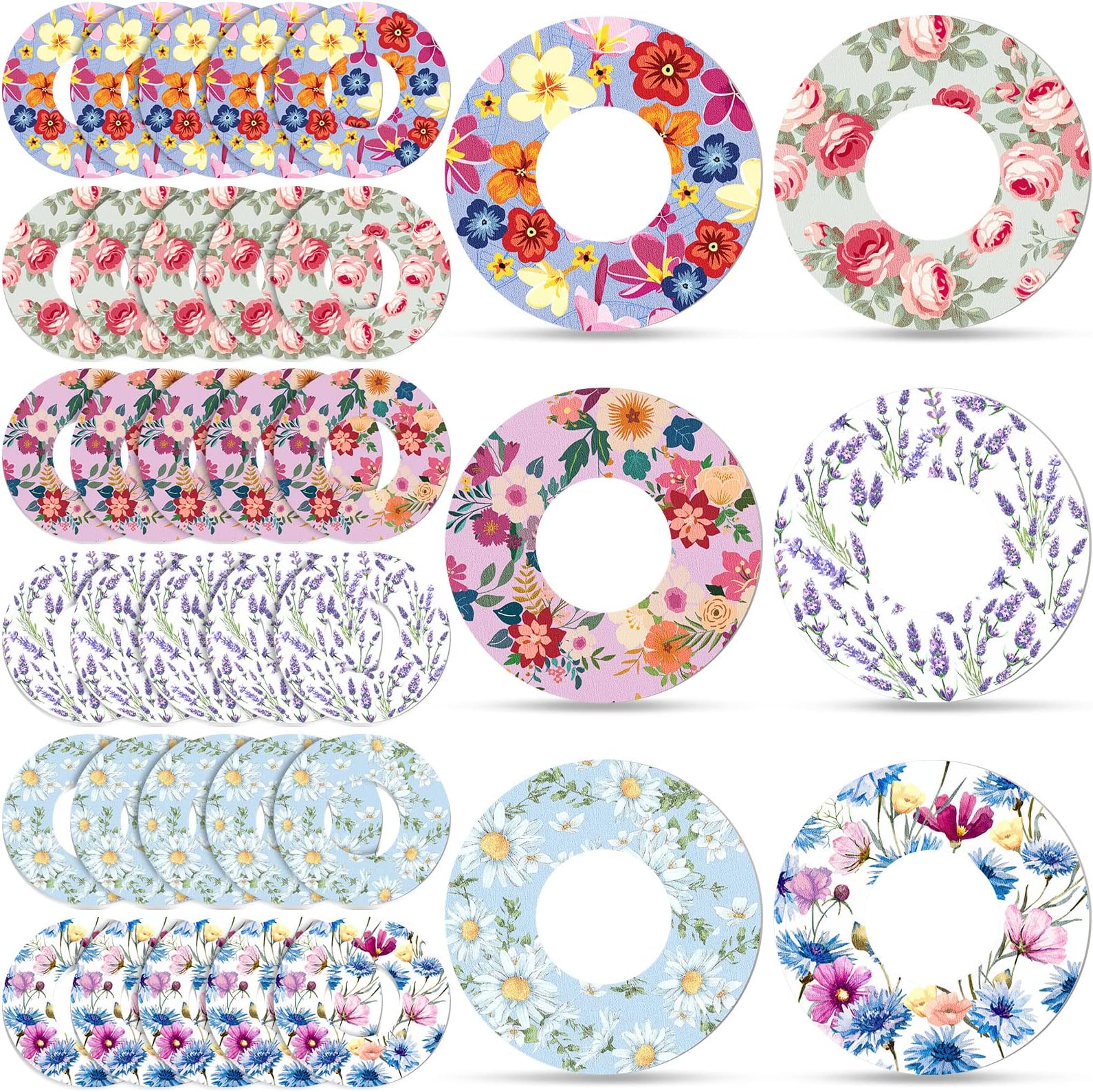 Amazon.com: Weewooday 36 Pack Adhesive Patch with Flowers CGM Patches ...