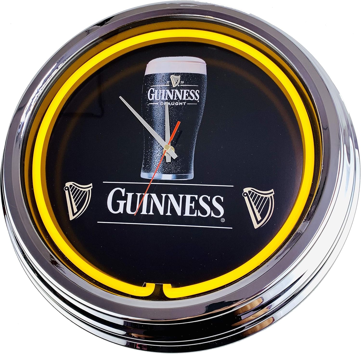 Neon clock"Guinness" wall clock Deko-clock illuminated clock USA 50's ...