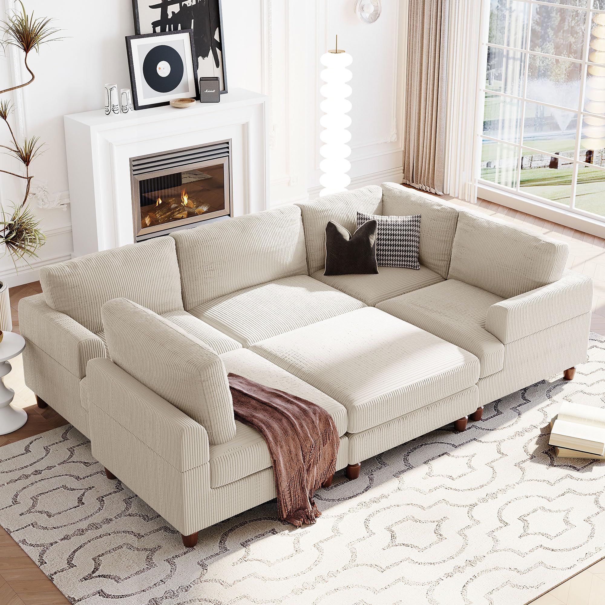 Amazon.com: Eafurn Deep Seat Convertible Sectional Sofa with Extra Wide ...