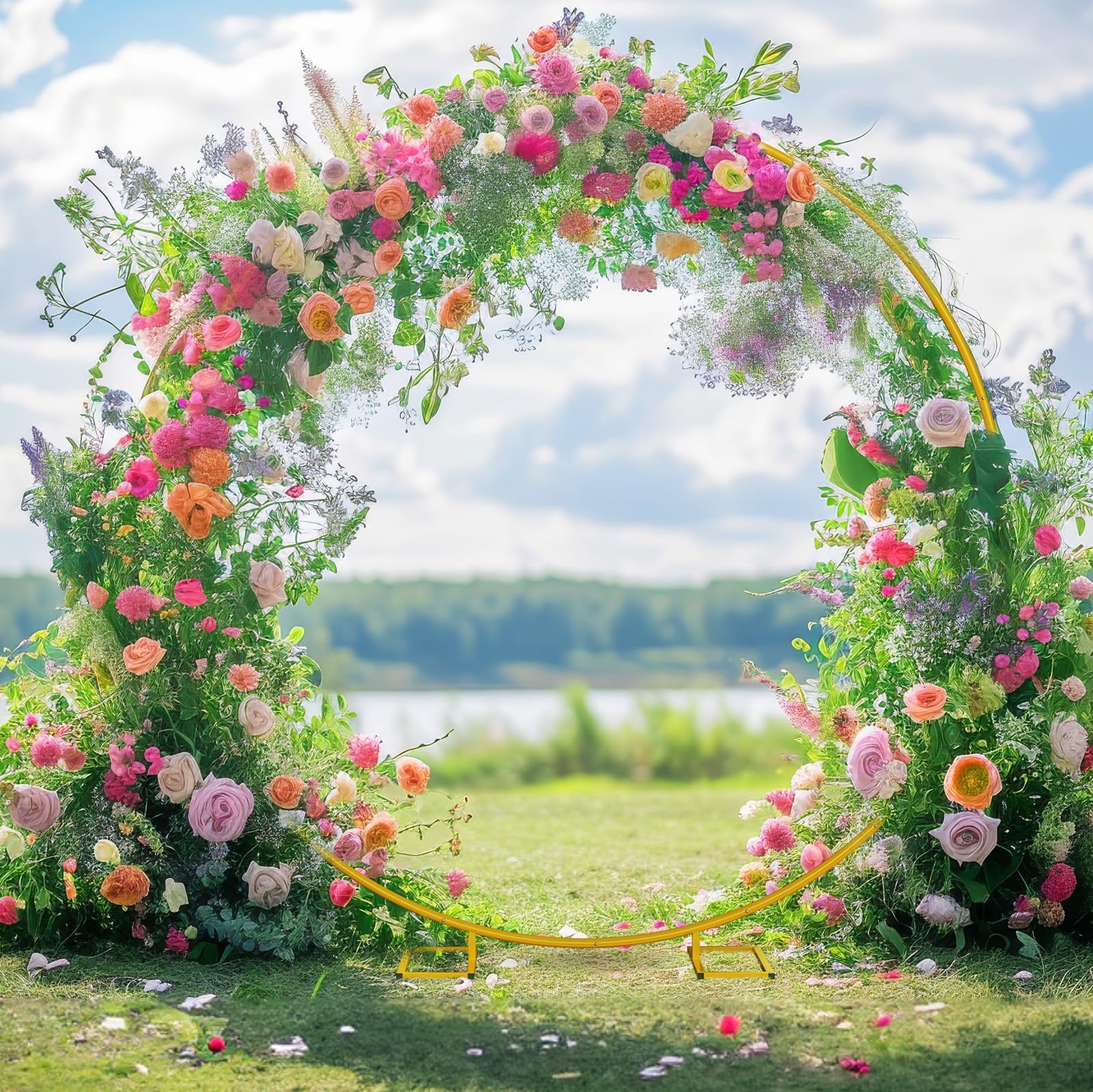 Amazon.com : Minetom 6.6FT Metal Round Arch Backdrop Stand with Wedding ...