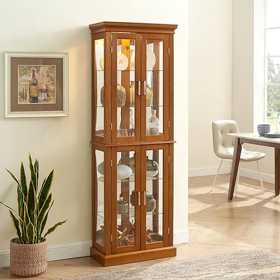 Amazon.com - LostCat Curio Cabinet, 70" H Lighted Glass Display Cabinet ...
