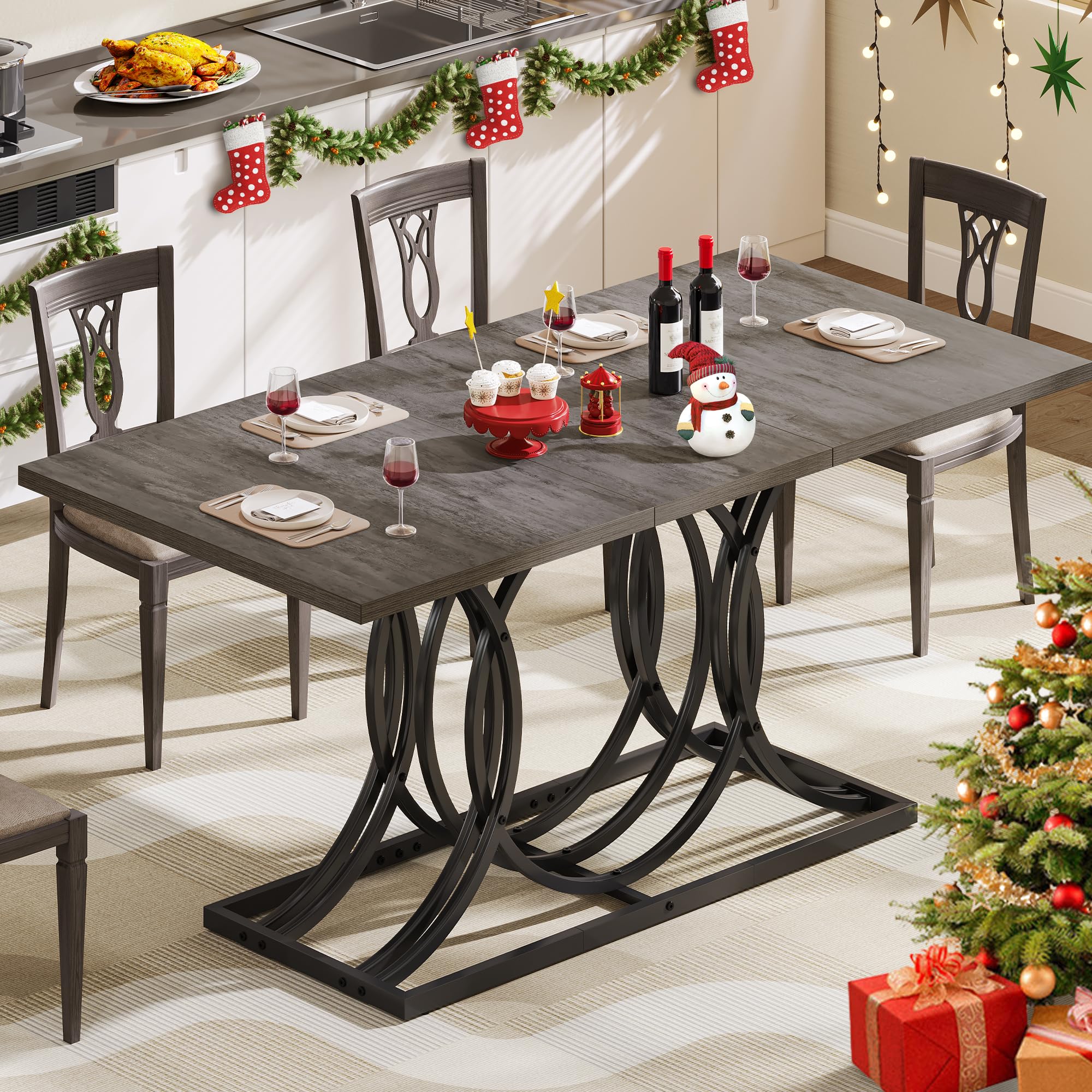 Amazon.com - DWVO 63 Inch Dining Room Table for 4-6 People Rustic ...