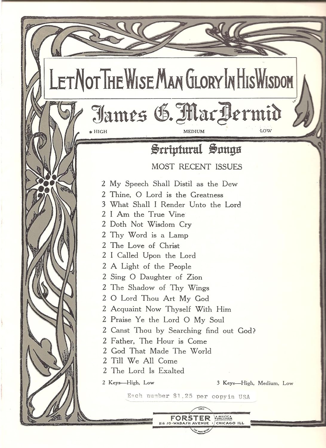 Let Not the Wise Man Glory in His Wisdom (Sacred Song ~ High Voice ...