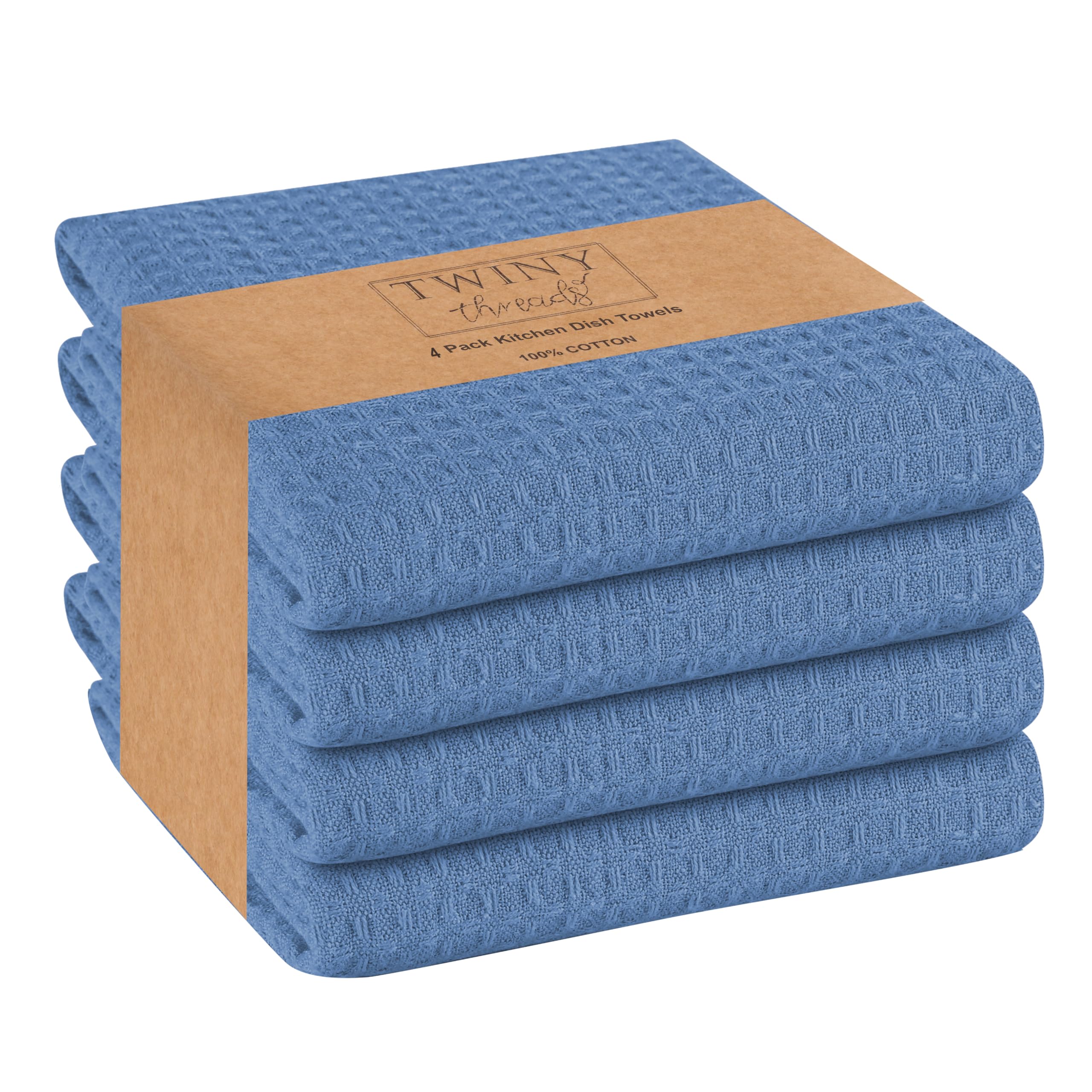 Amazon.com: TWINY threads Kitchen Towels Set of 4, 100% Soft Cotton ...