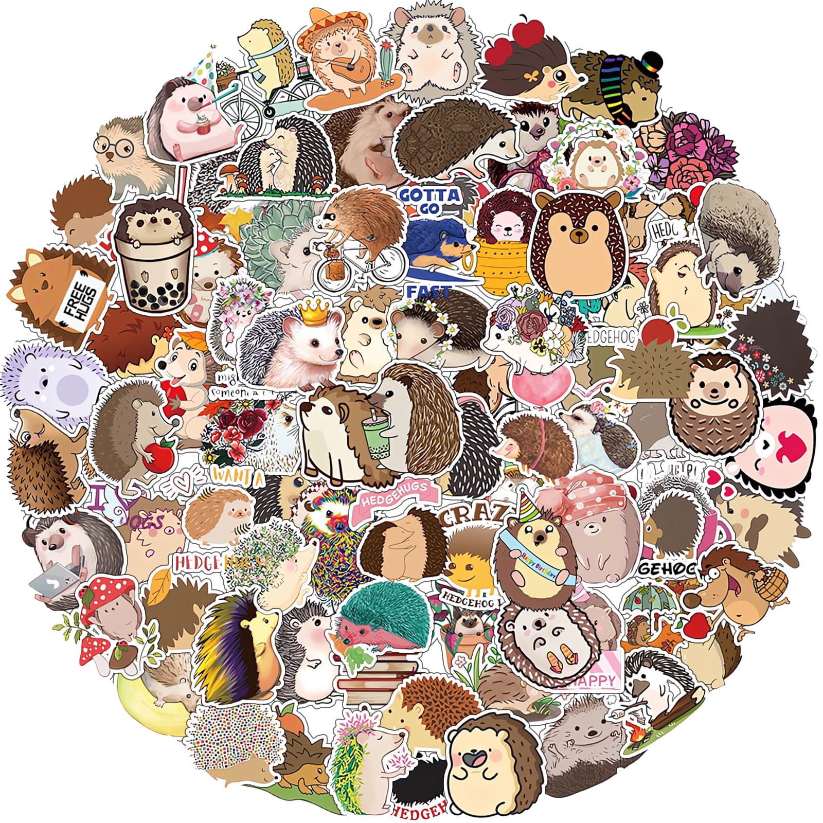 Amazon.com: GEEHUA 100Pcs Watercolor Hedgehog Stickers, Cute The ...