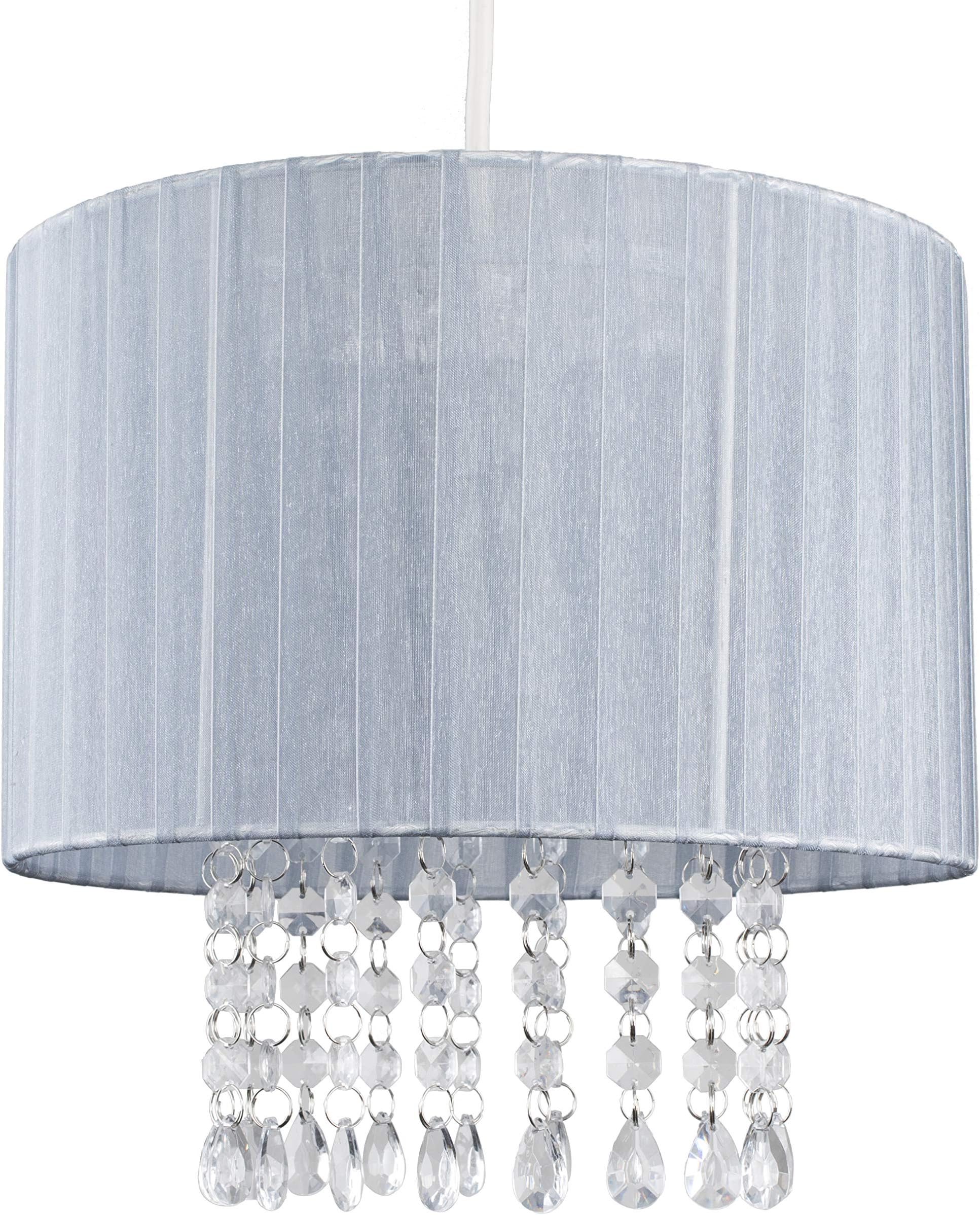 MiniSun Modern Silver Glitter Cylinder Ceiling Pendant Light Shade with ...