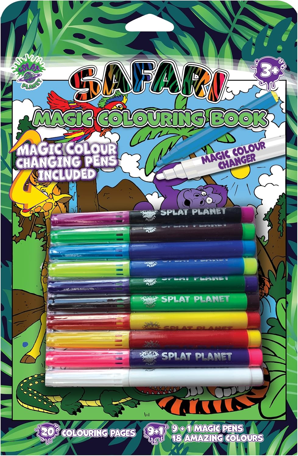 Splat Planet Magic Zoo Safari Animals colouring book with magic colour ...