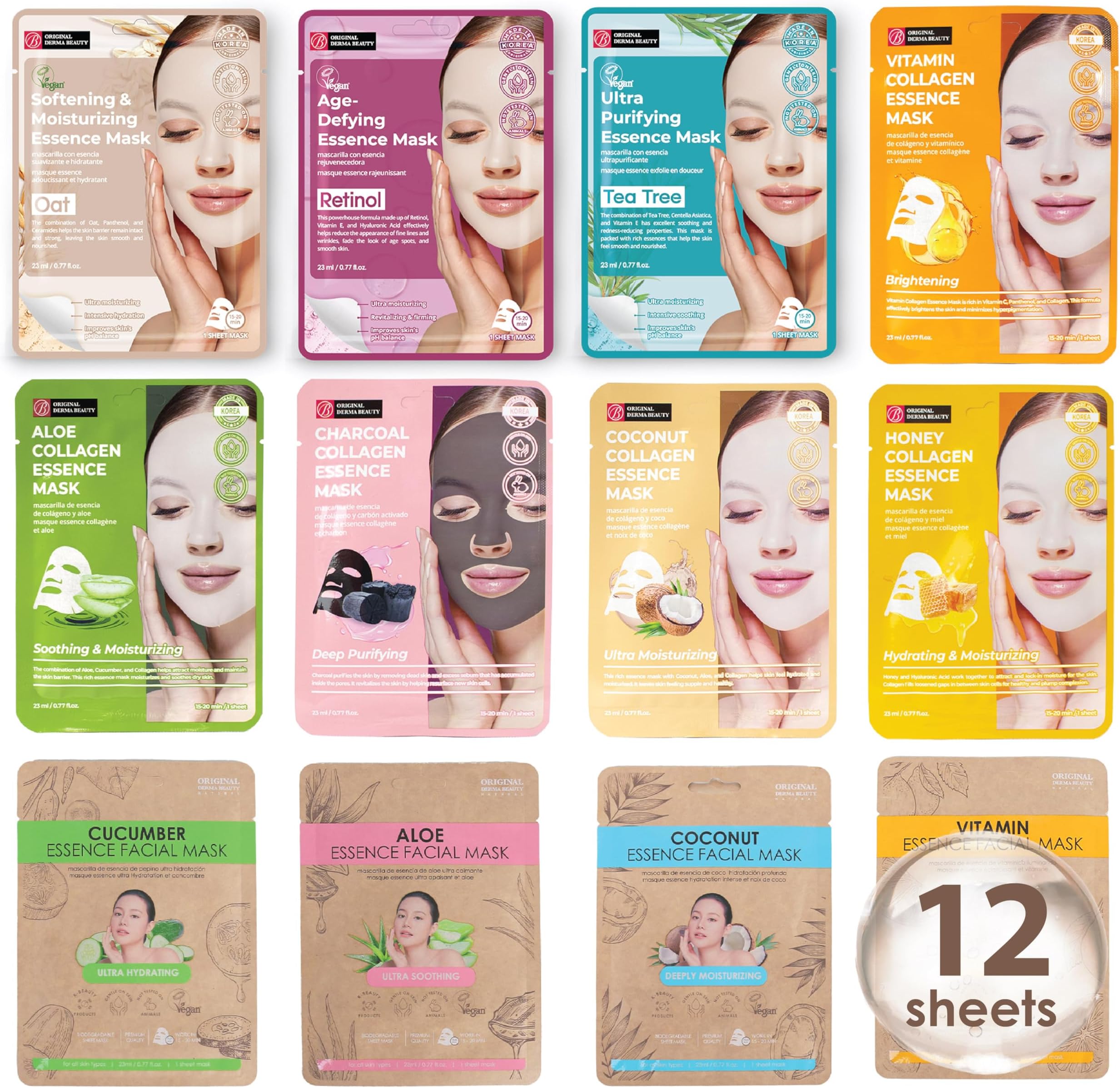 Amazon.com : Natural Peau [8 Variety Packs] Hydrating Collagen Essence ...