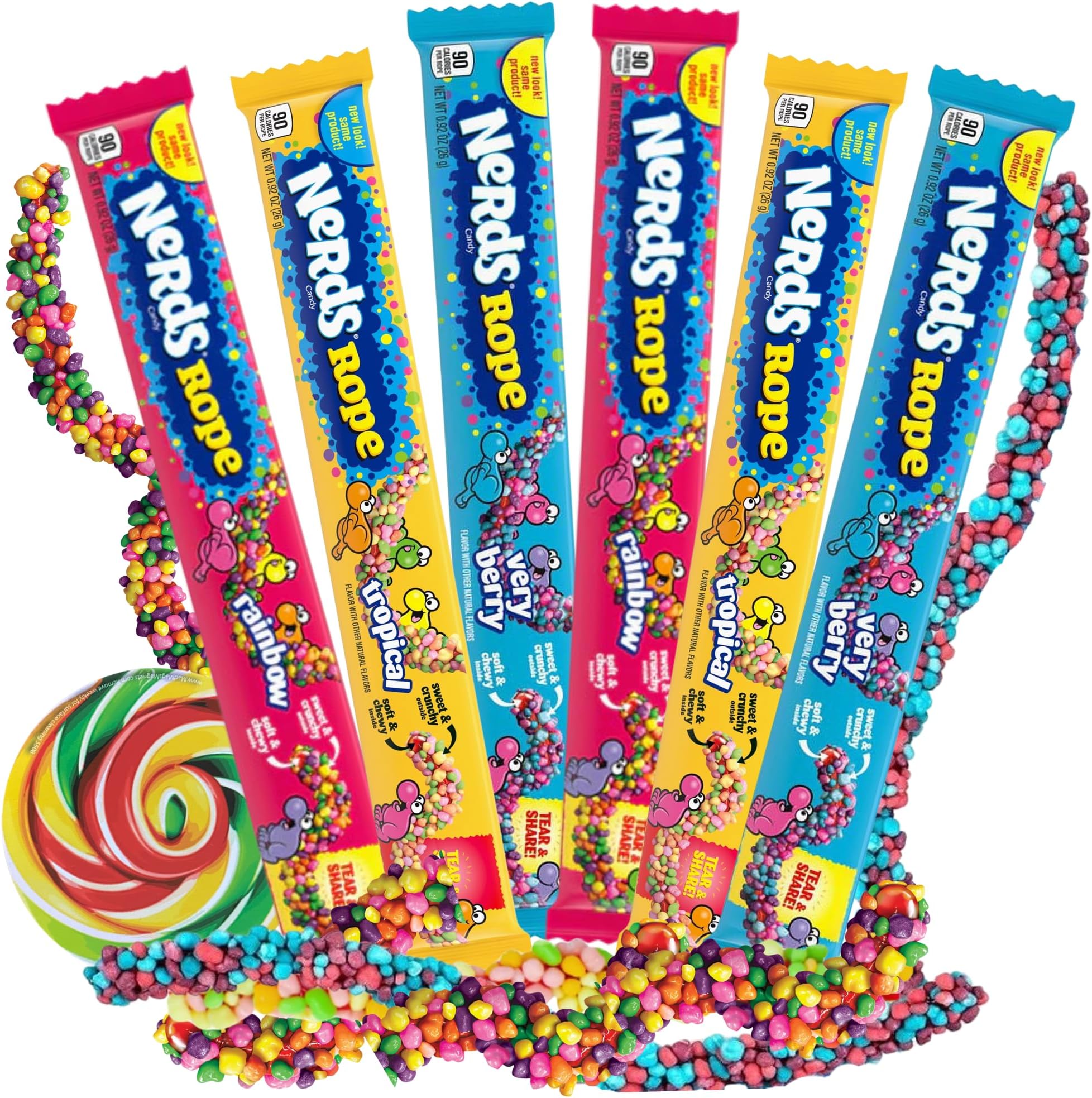 Amazon.com : NERDS Rope, Candy, Rainbow, Crunchy and Gummy, Back To ...