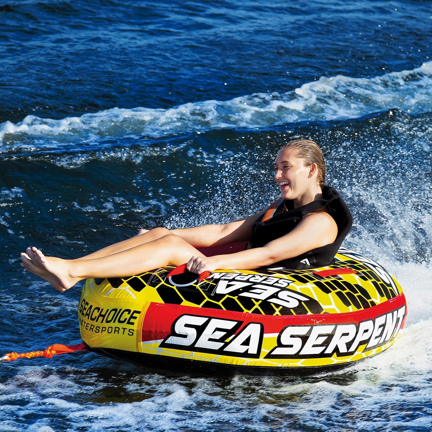 Amazon.com: Seachoice Sea Serpent Towable Tube, Open Top Boat Tube w ...