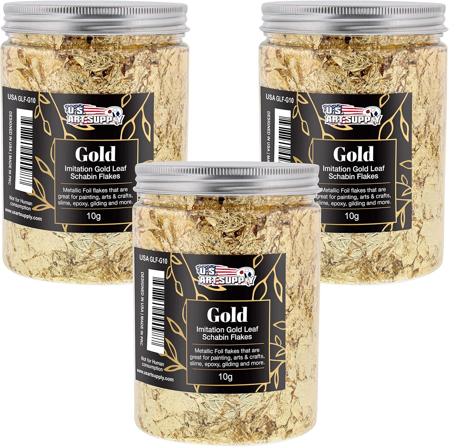 Amazon.com: U.S. Art Supply Metallic Foil Schabin Gilding Flakes (3 ...